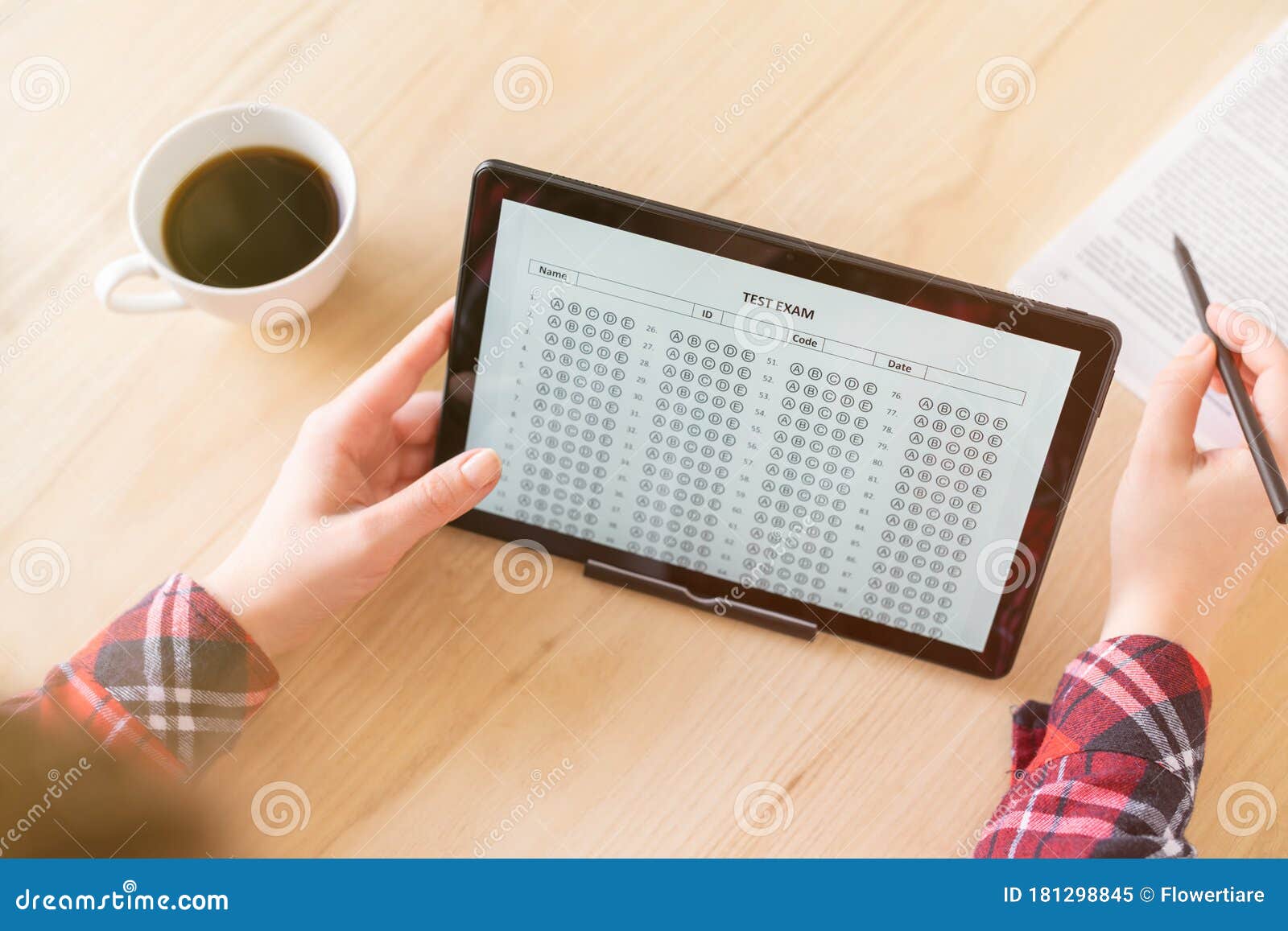 Online Exam. Girl Student Testing Exercise. Examination Test on the ...