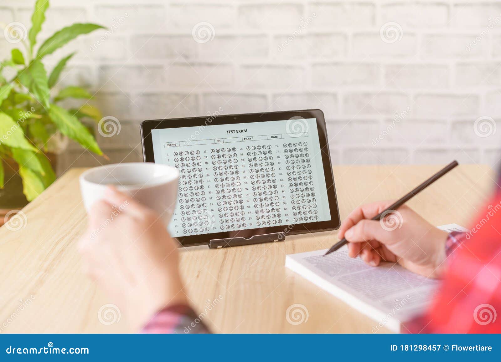 Online Exam. Girl Student Testing Exercise. Examination Test on the ...