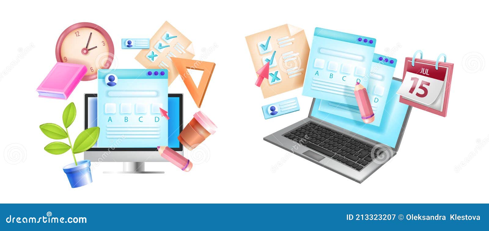 Online Exam, Internet Testing E-learning Concept, Laptop Screen ...