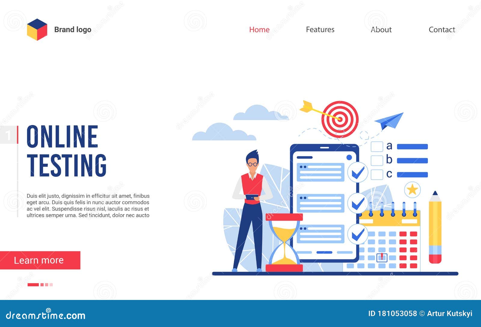 Online Exam Test Vector Illustration, Cartoon Flat Tiny Man Character ...