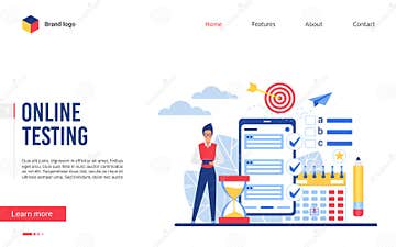 Online Exam Test Vector Illustration, Cartoon Flat Tiny Man Character ...