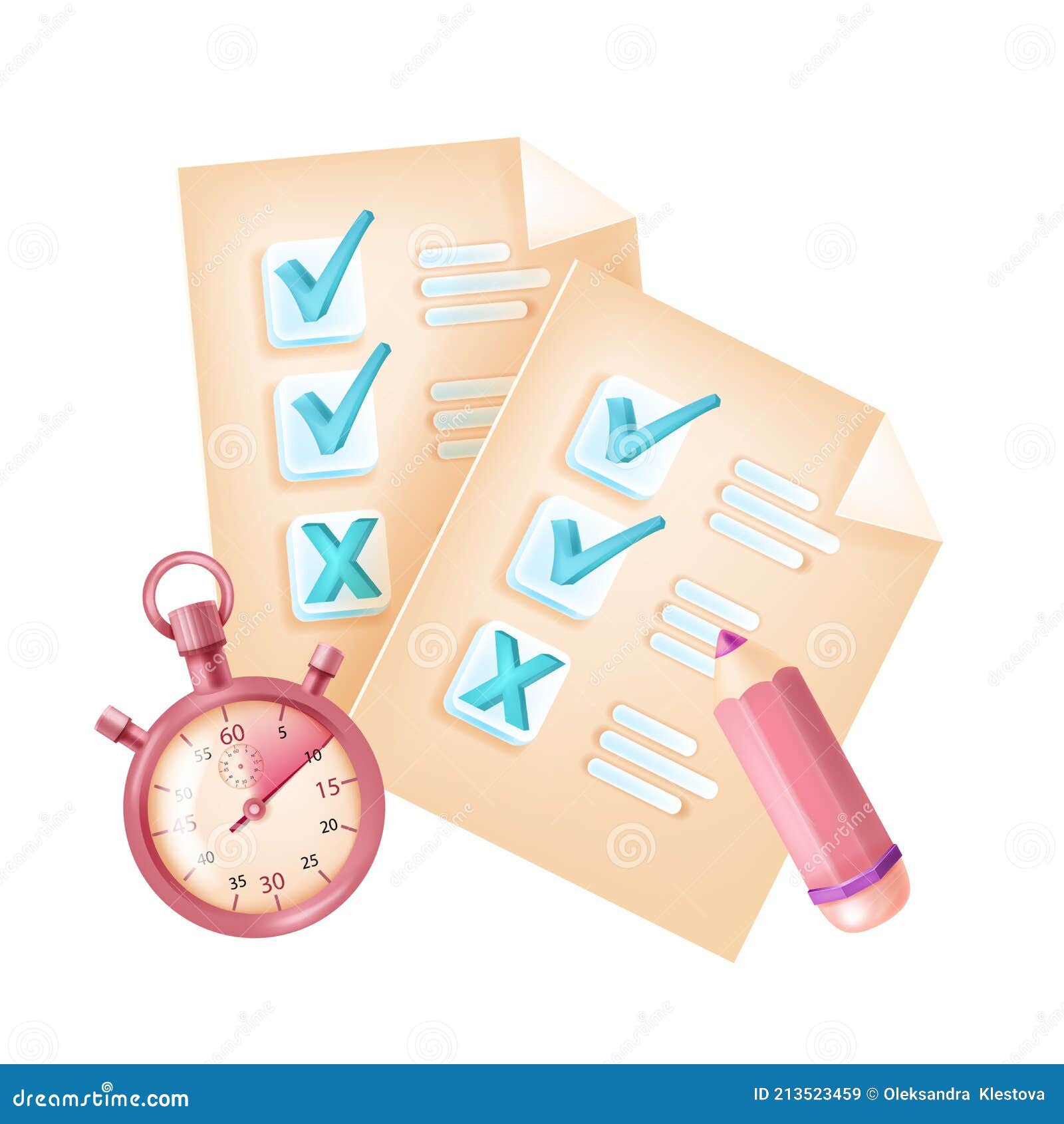 Online Exam, Vector Internet Test Form, Checkbox, Mark, Question List ...