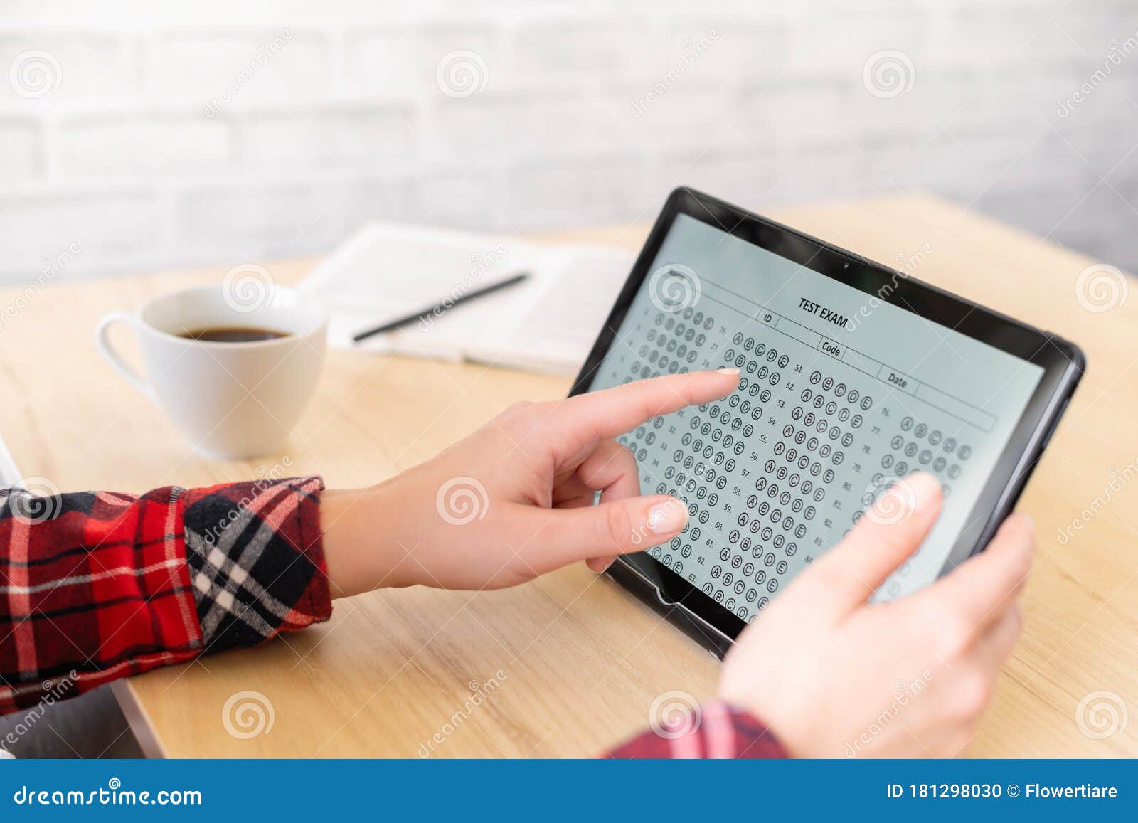 Online Exam. Woman Student Testing Exercise. Examination Test on the ...