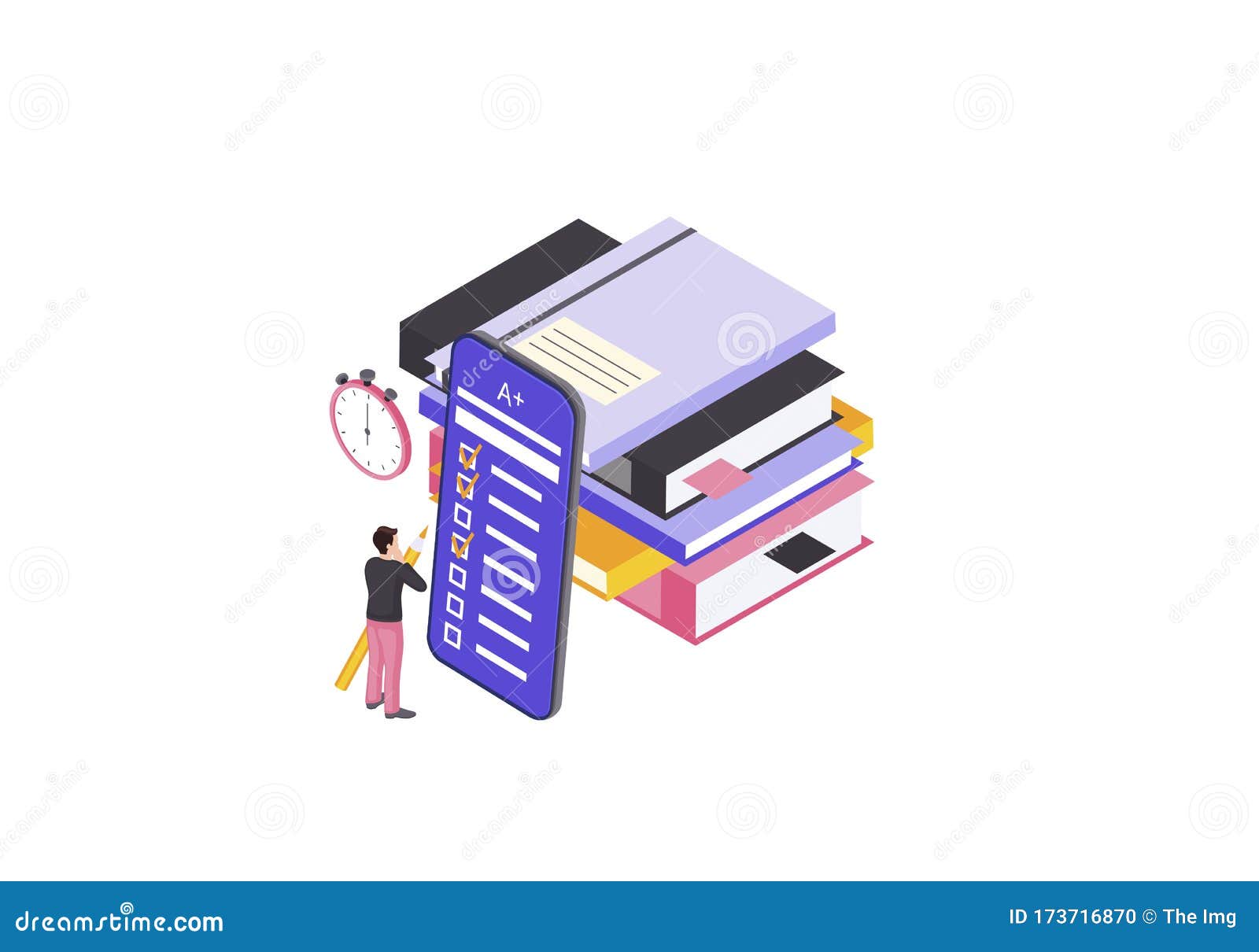 Online Examination Isometric Color Vector Illustration Stock Vector ...