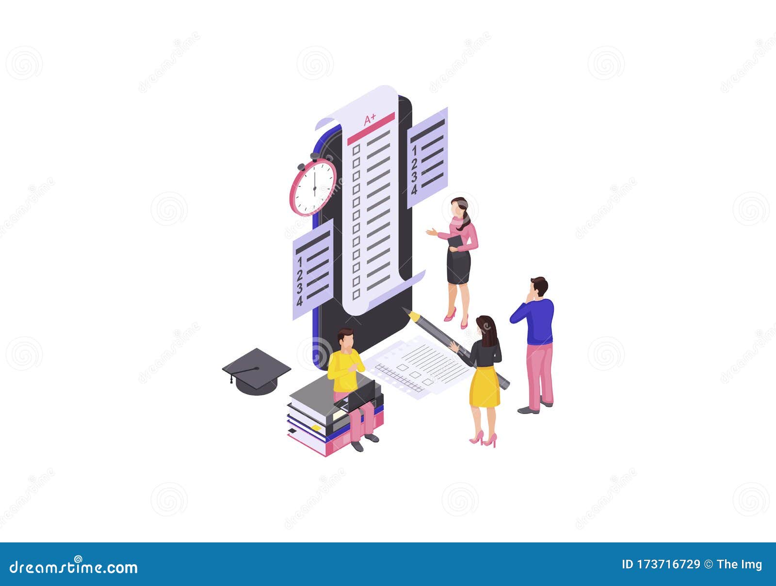 Online Examination Isometric Color Vector Illustration Stock Vector ...