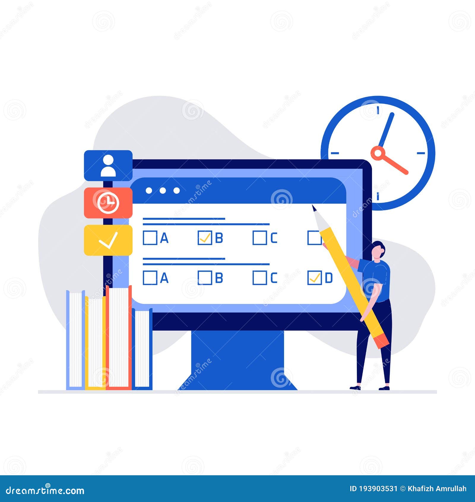 Online Examination Platform Vector Illustration Concept with Big ...