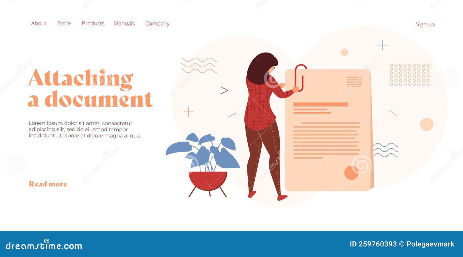 Online File Attachment Concept in Flat Vector Design. Woman Attaches ...