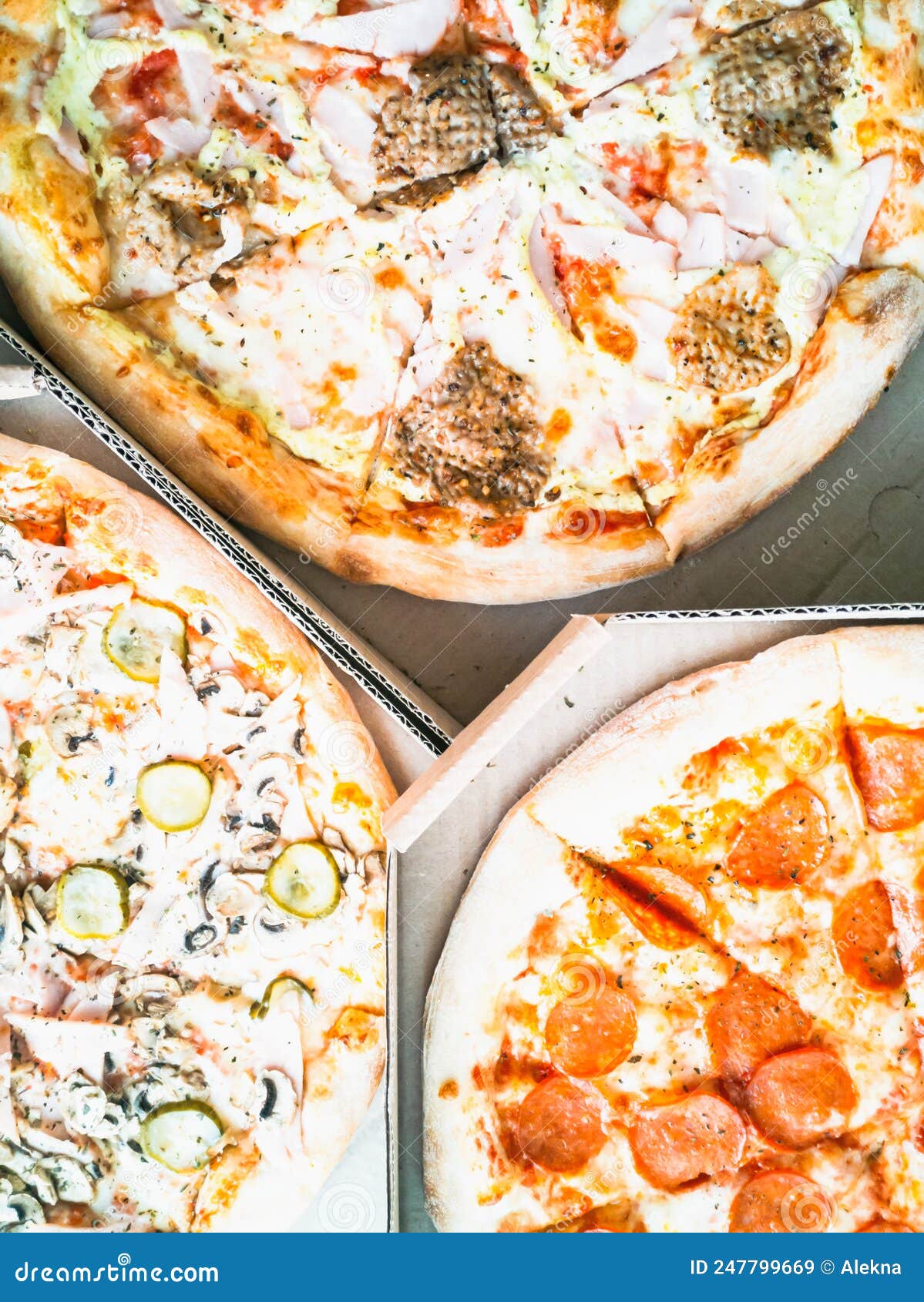 Online Food Ordering and Food Delivery. Pizza in Boxes Stock Image ...