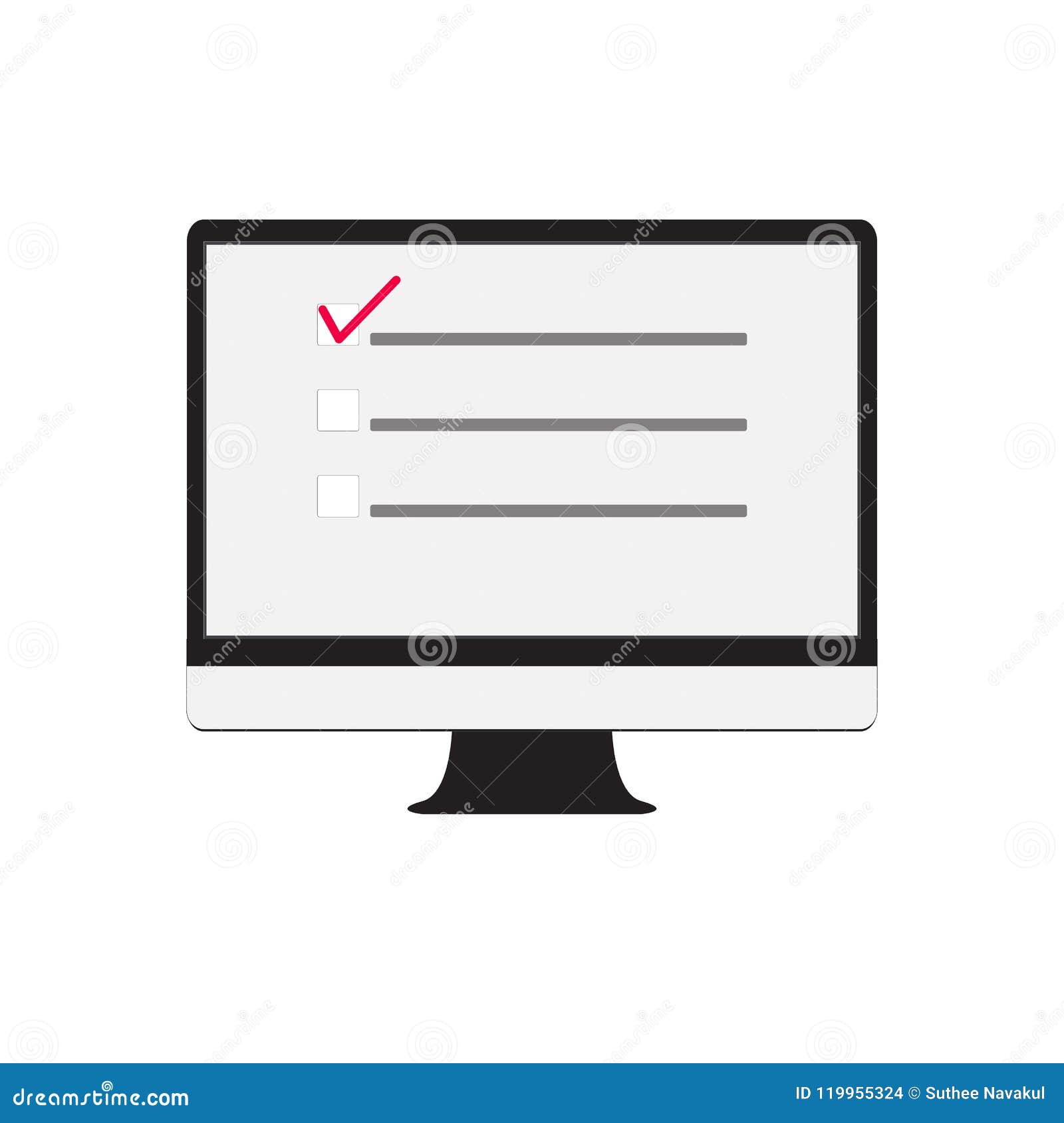 Online Form Survey on Computer. Checklist and Questionnaire Icon Stock ...
