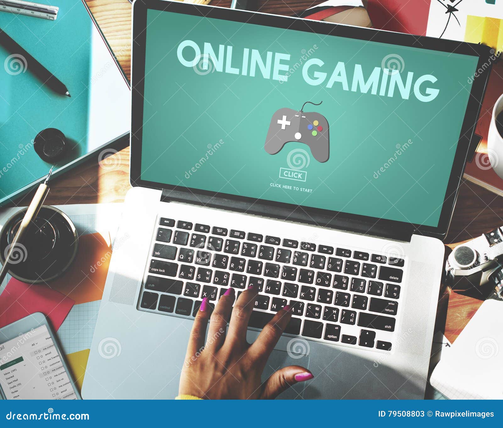 Online Gaming Playing Hobby Internet Strategy Concept Stock Image ...