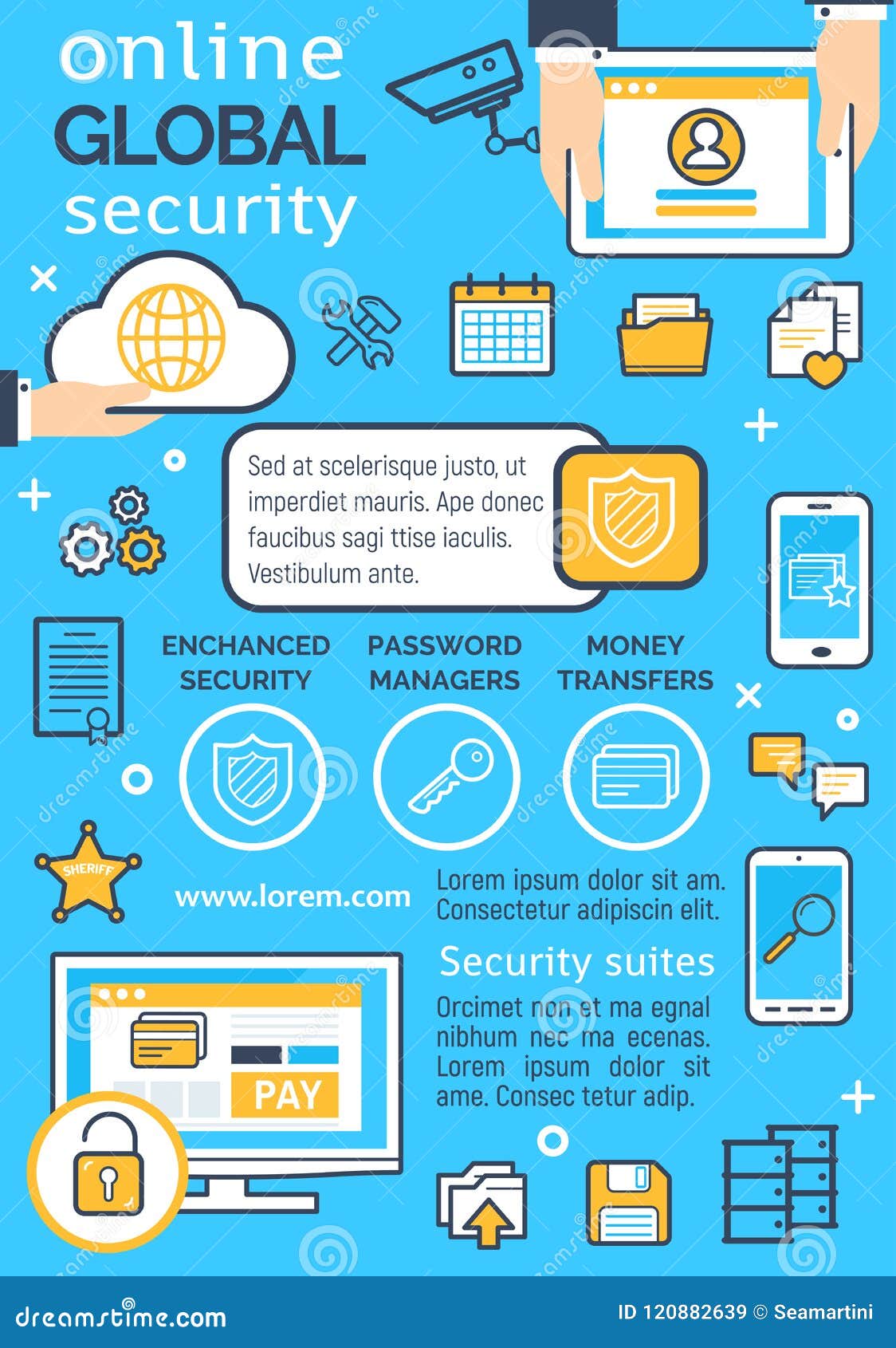 Vector Poster for Online Global Security Stock Vector - Illustration of ...