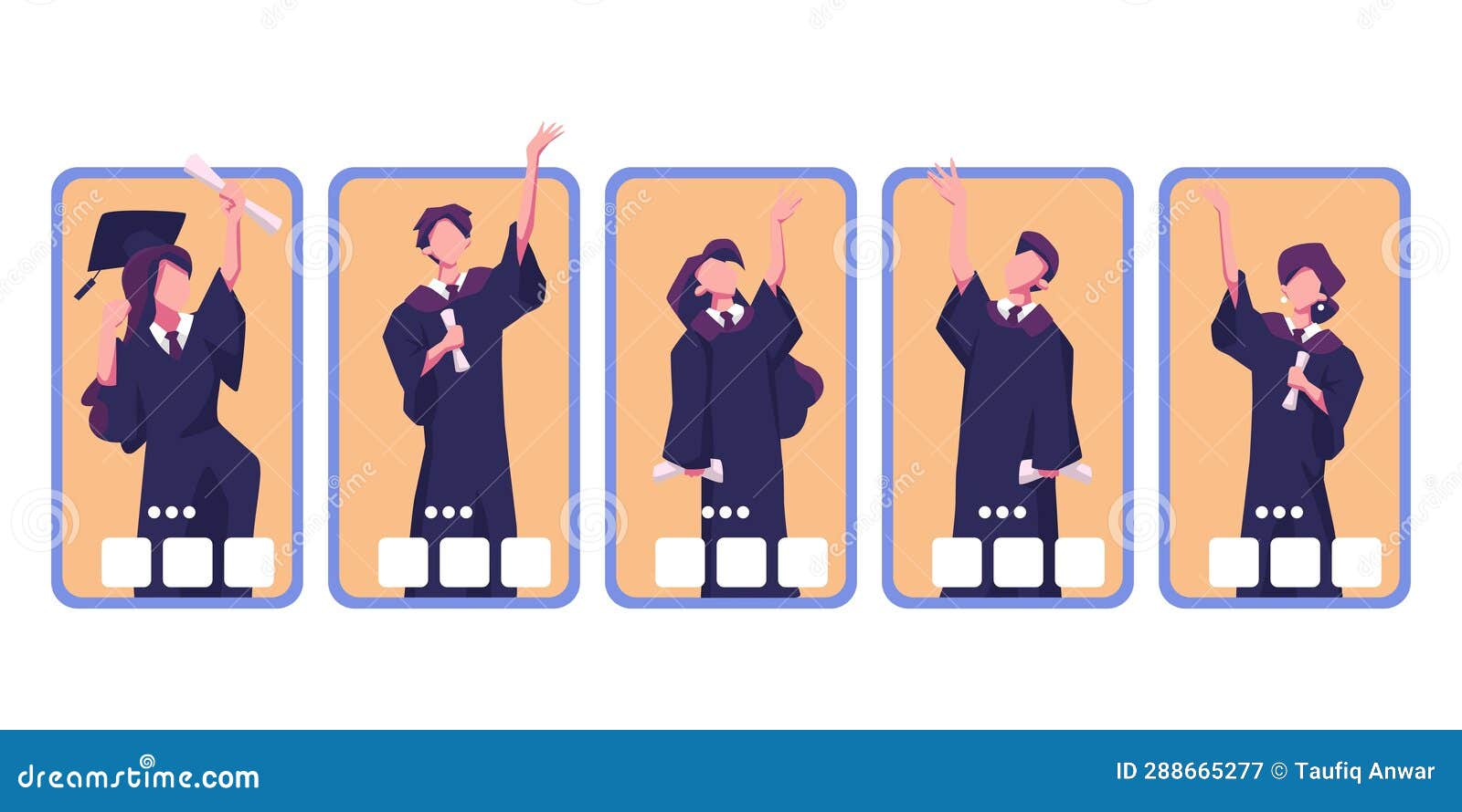 Online Graduation Ceremony Flat Vector Illustration Design Stock Vector ...