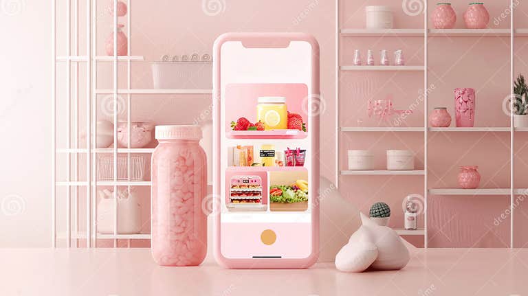 Online Grocery Ordering App Interface, Retail E Commerce, Pink ...