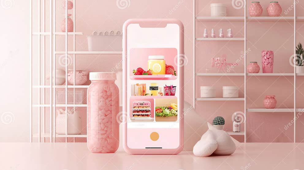 Online Grocery Ordering App Interface, Retail E Commerce, Pink ...