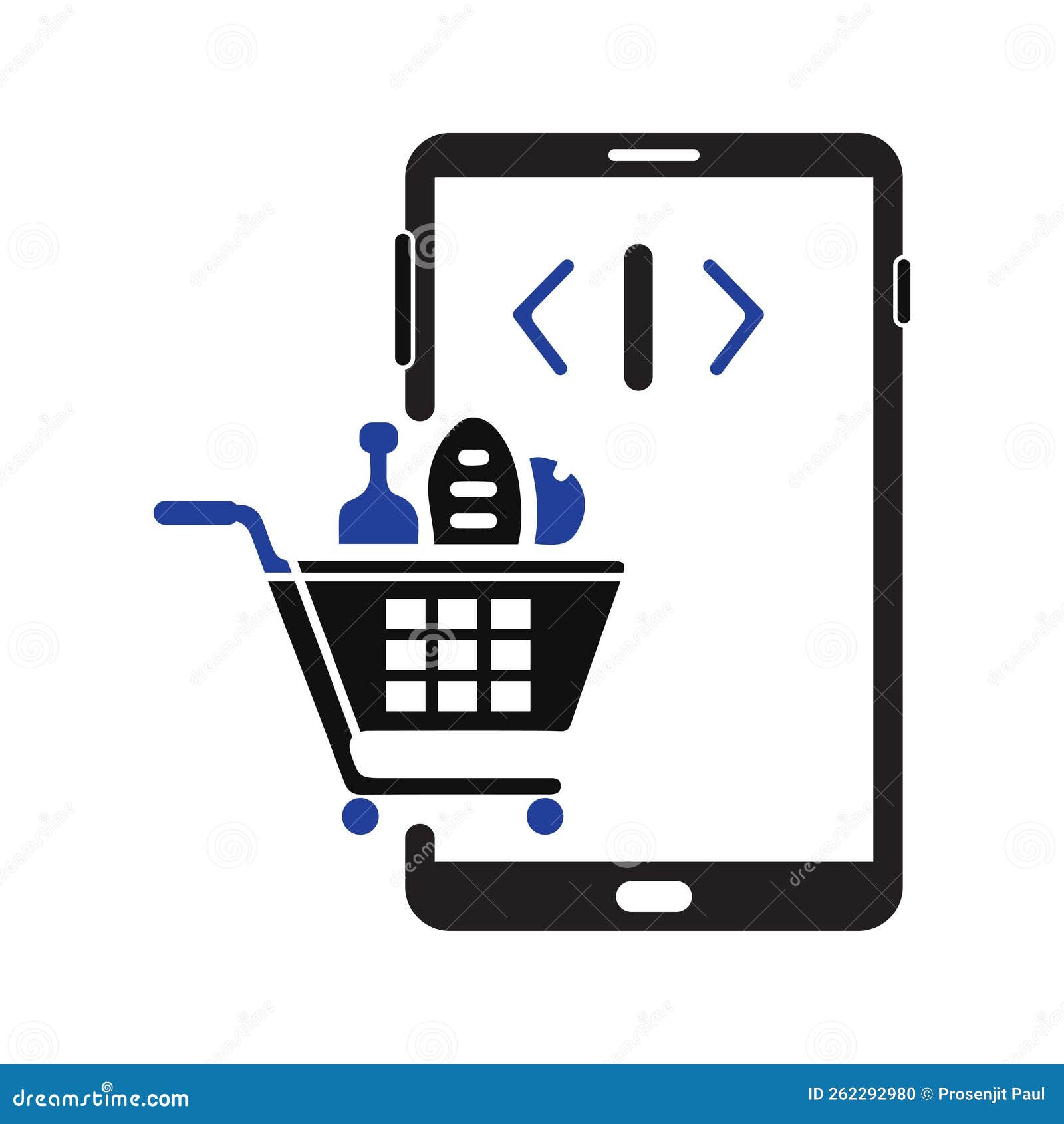 Online Grocery Shopping Icon Stock Vector - Illustration of supermarket ...