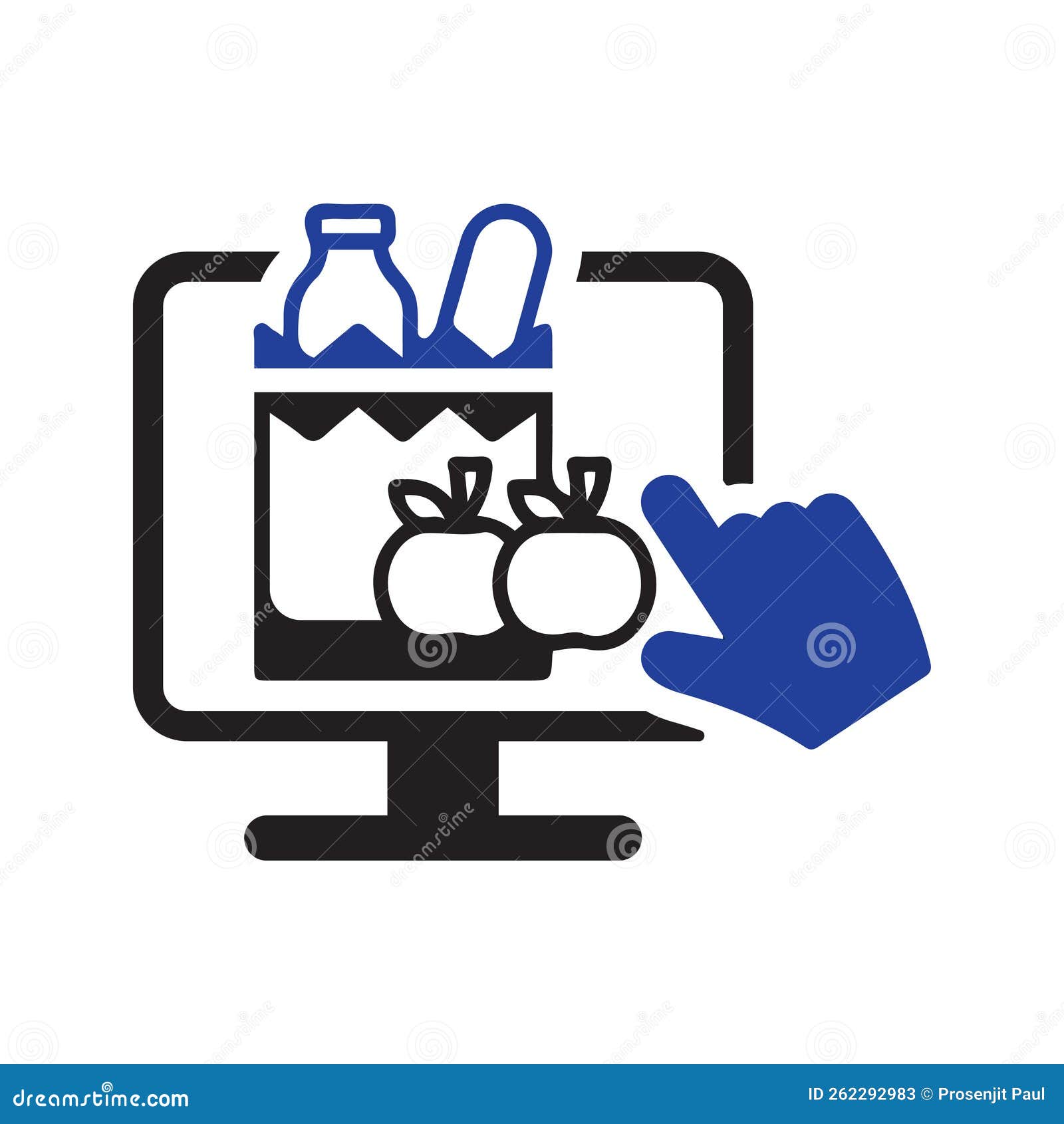 Online Grocery Shopping Icon Stock Vector - Illustration of technology ...