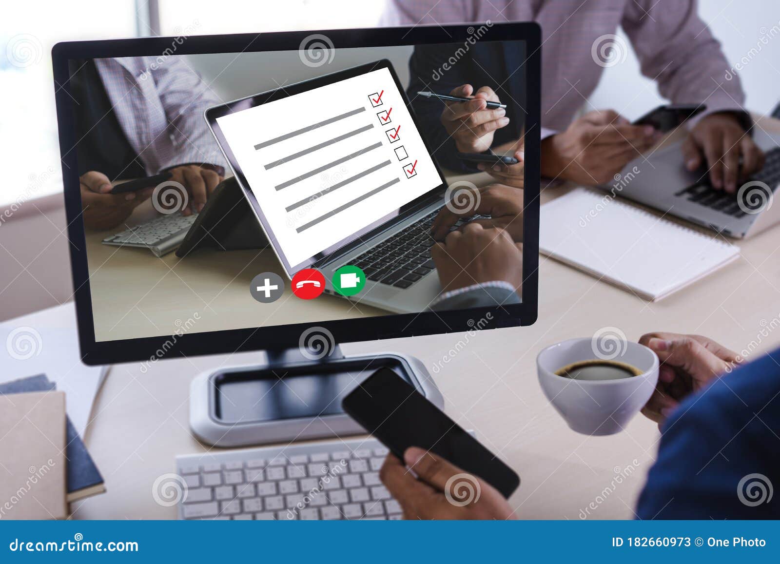 Online Group Videoconference on Laptop Video Call with Teacher on ...