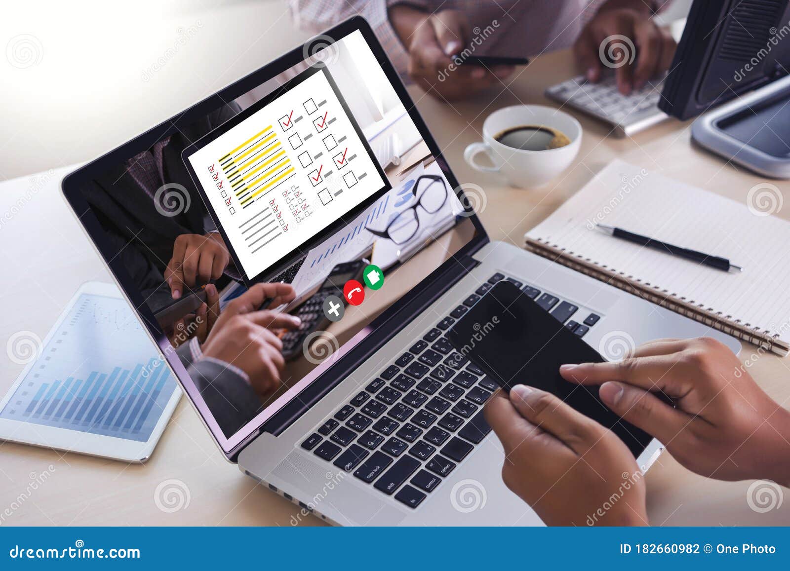 Online Group Videoconference on Laptop Video Call with Teacher on ...