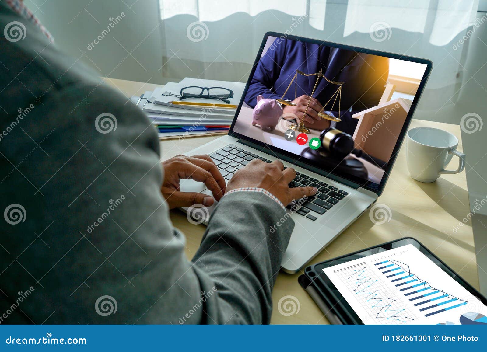 Online Group Videoconference on Laptop Video Call with Teacher on ...