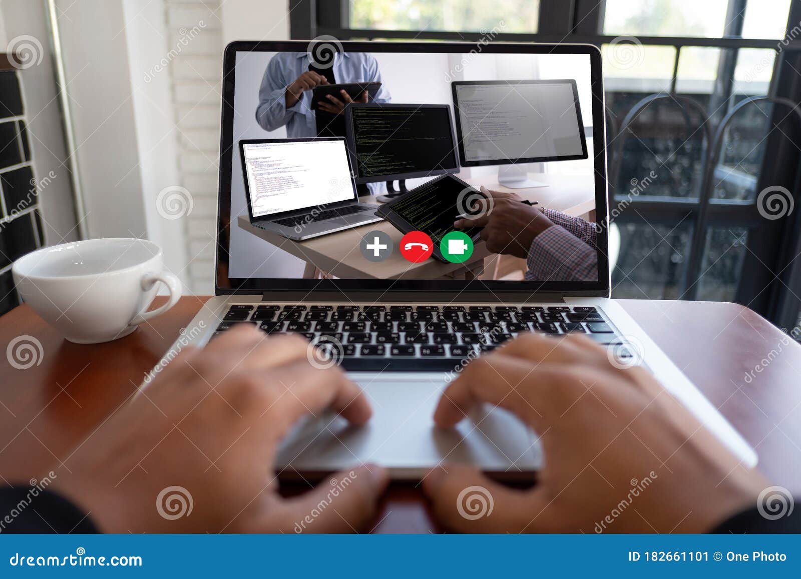 Online Group Videoconference on Laptop Video Call with Teacher on ...