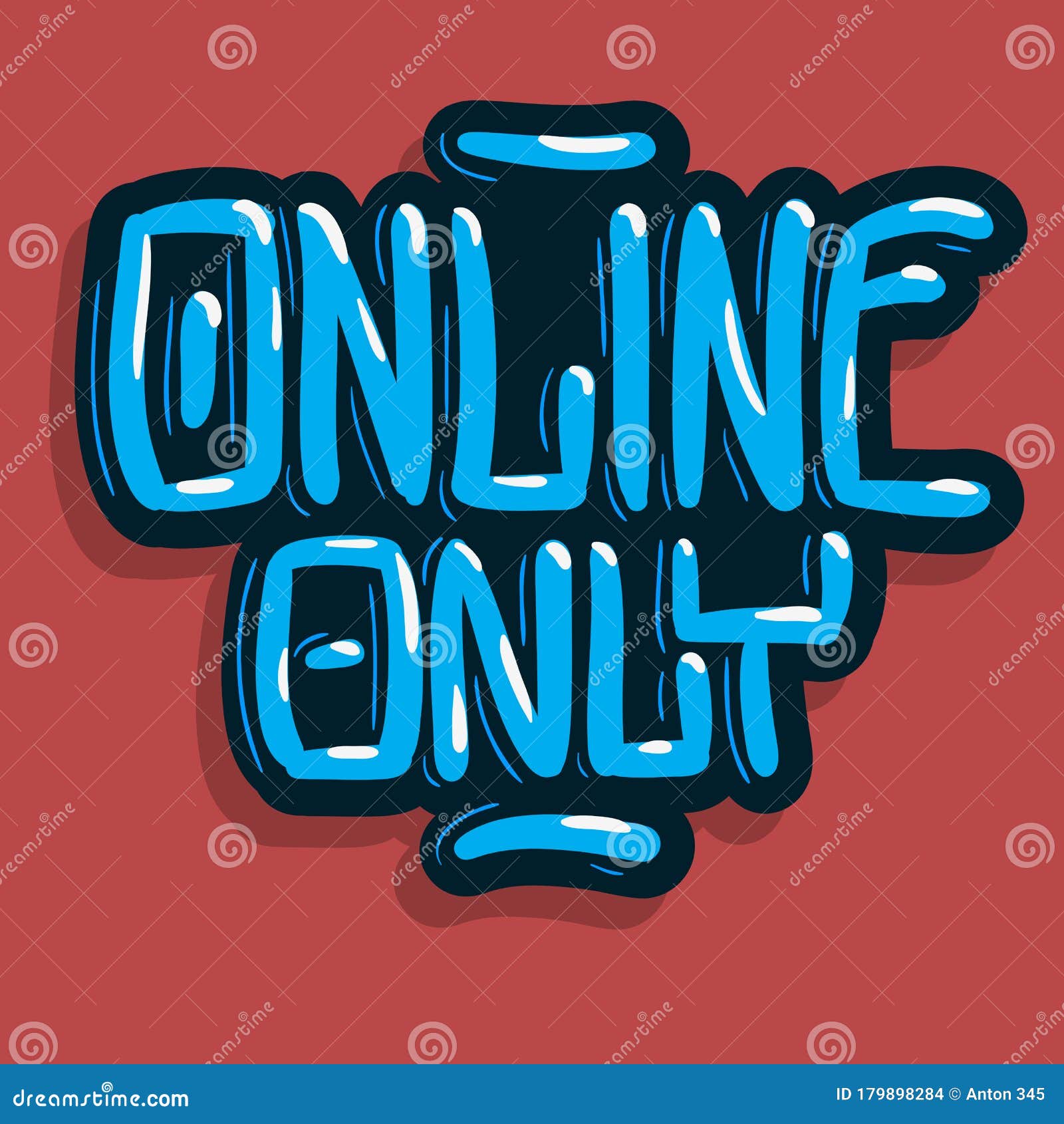 Online only Hand Drawn Lettering Inscription Sign Vector Design. Stock ...