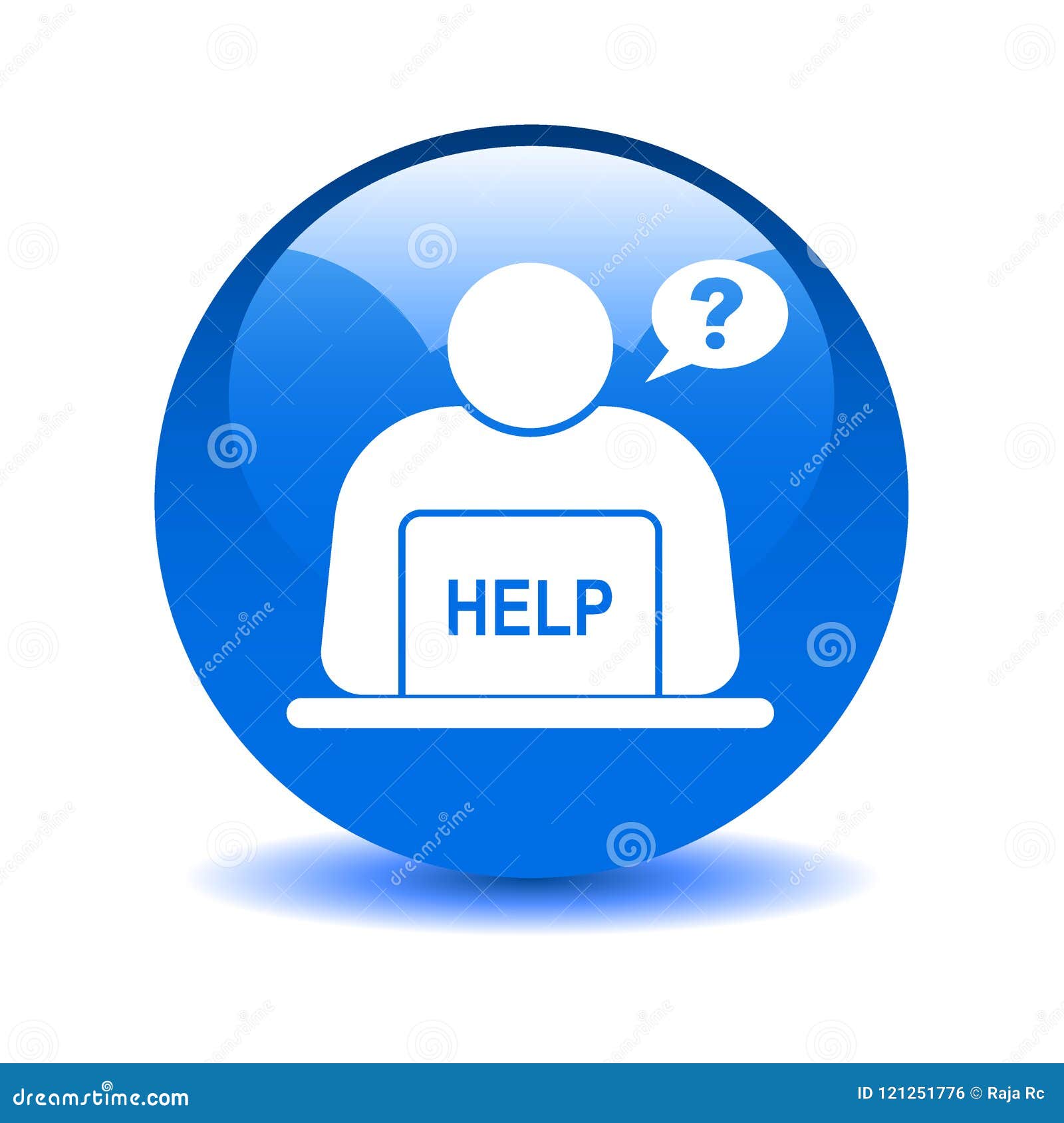 Online help button blue stock vector. Illustration of connect - 121251776