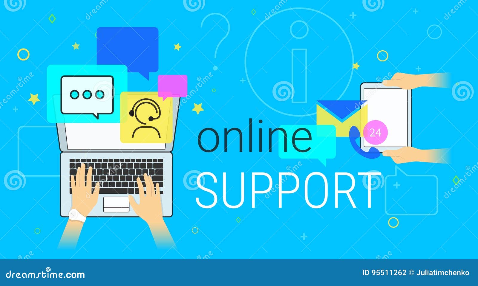 Online Help and Online Support on Laptop Concept Illustration Stock ...