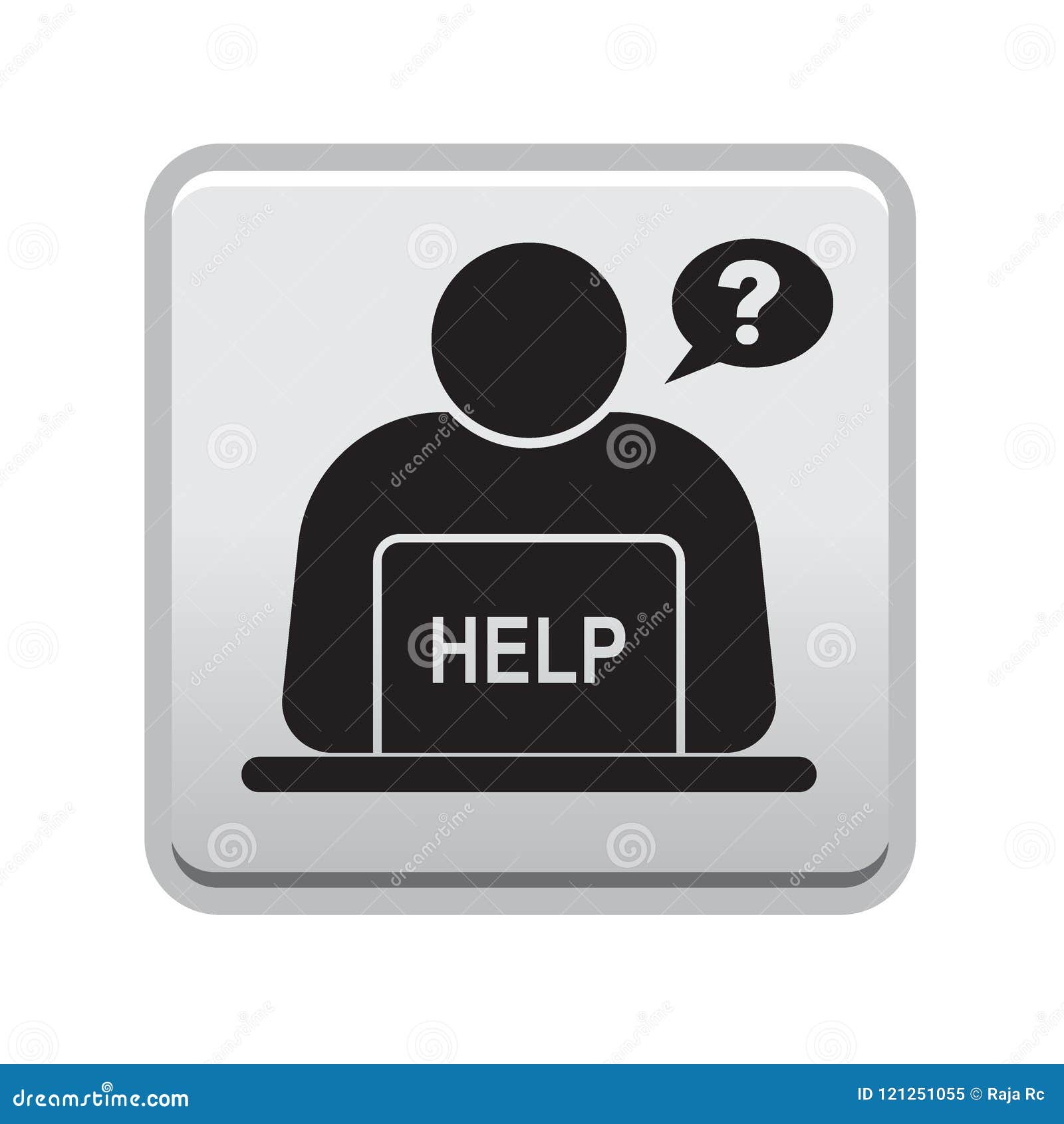 Online Help Support Button Black Stock Vector - Illustration of ...
