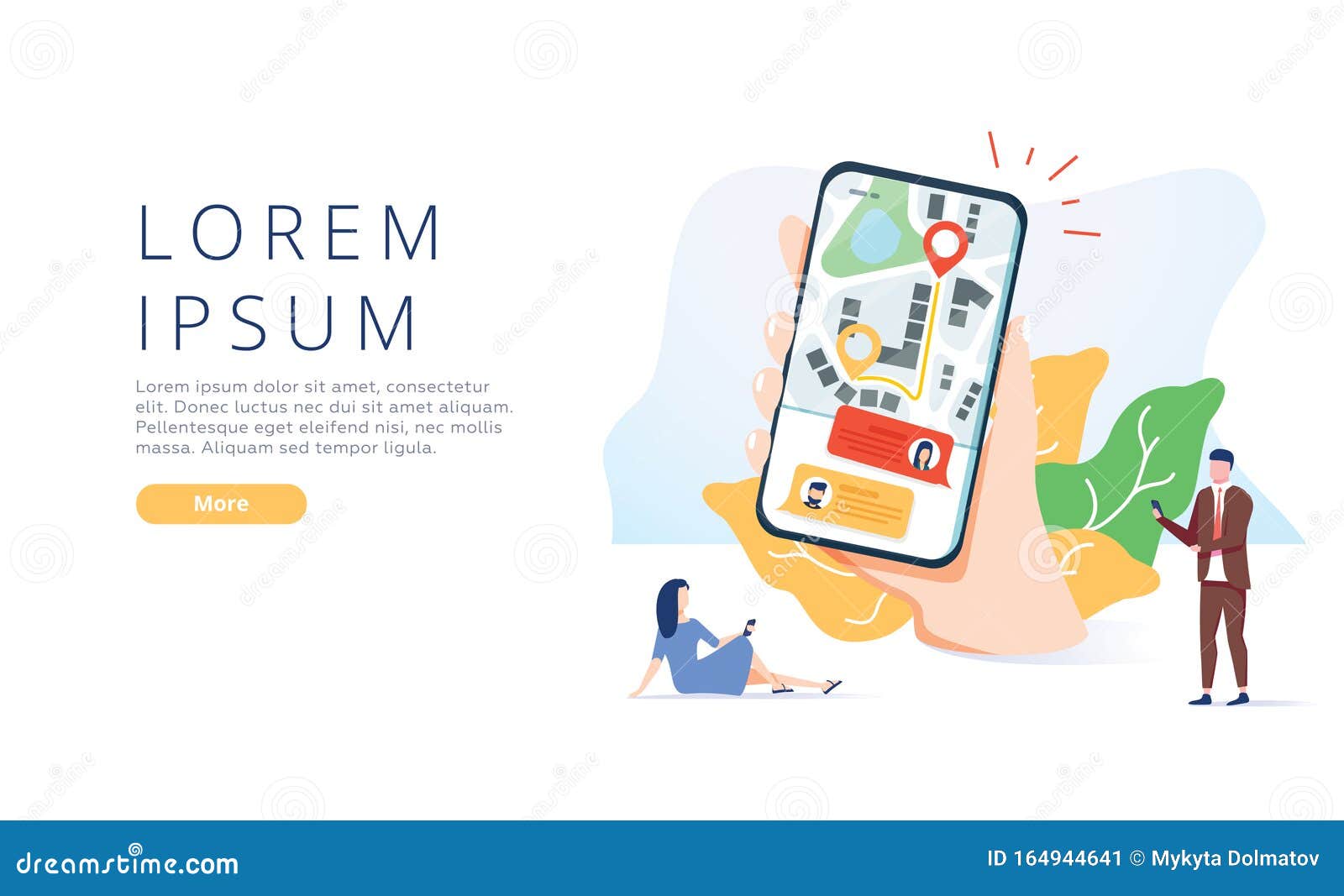 Online Helper Landing Page Offer Fast Delivery. Cartoon People Using ...