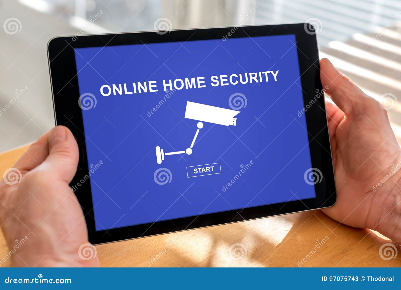 Online Home Security Concept on a Tablet Stock Image - Image of smart ...