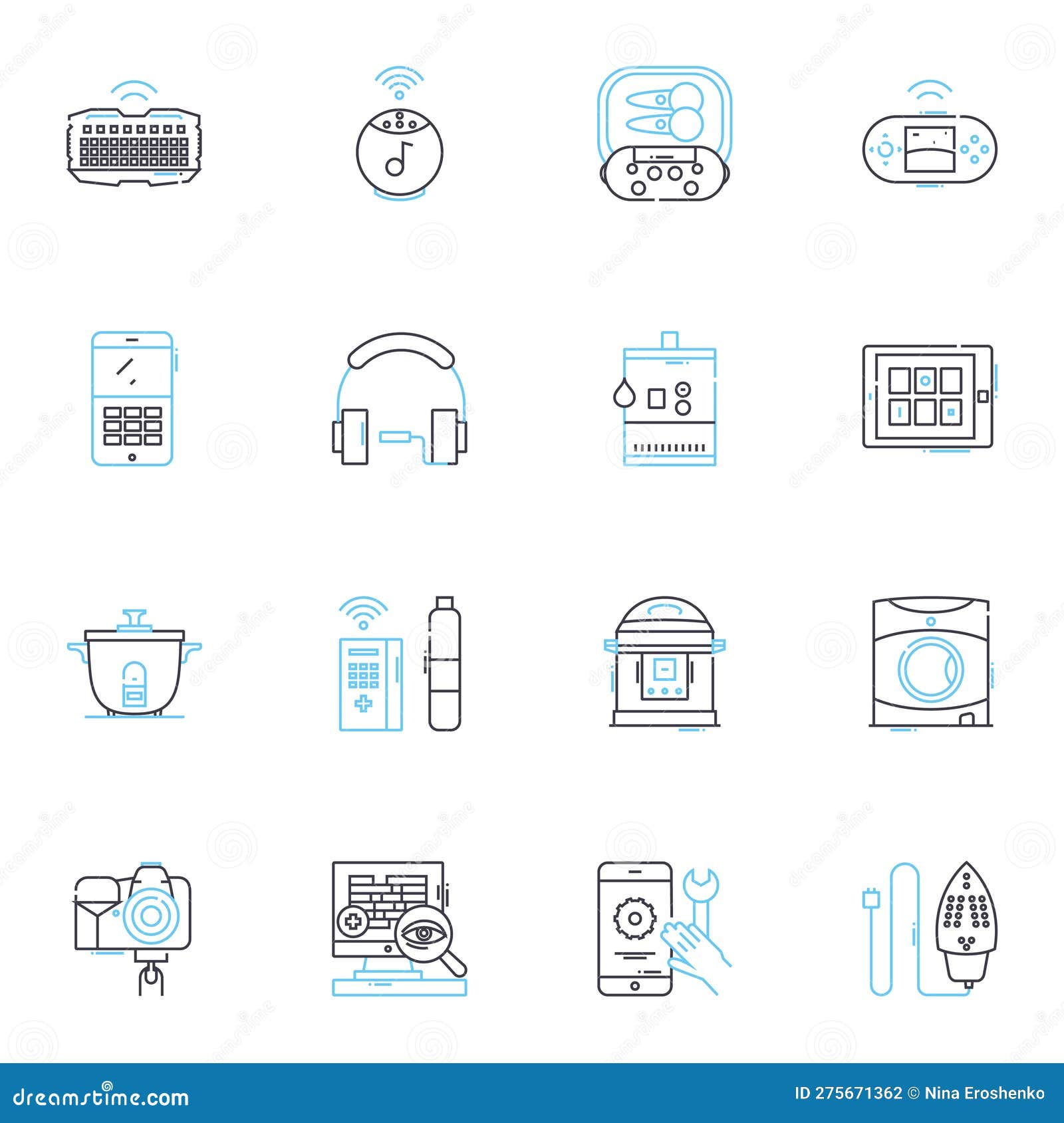 Online Homes Linear Icons Set. Virtual, Connected, Remote, Homebound ...