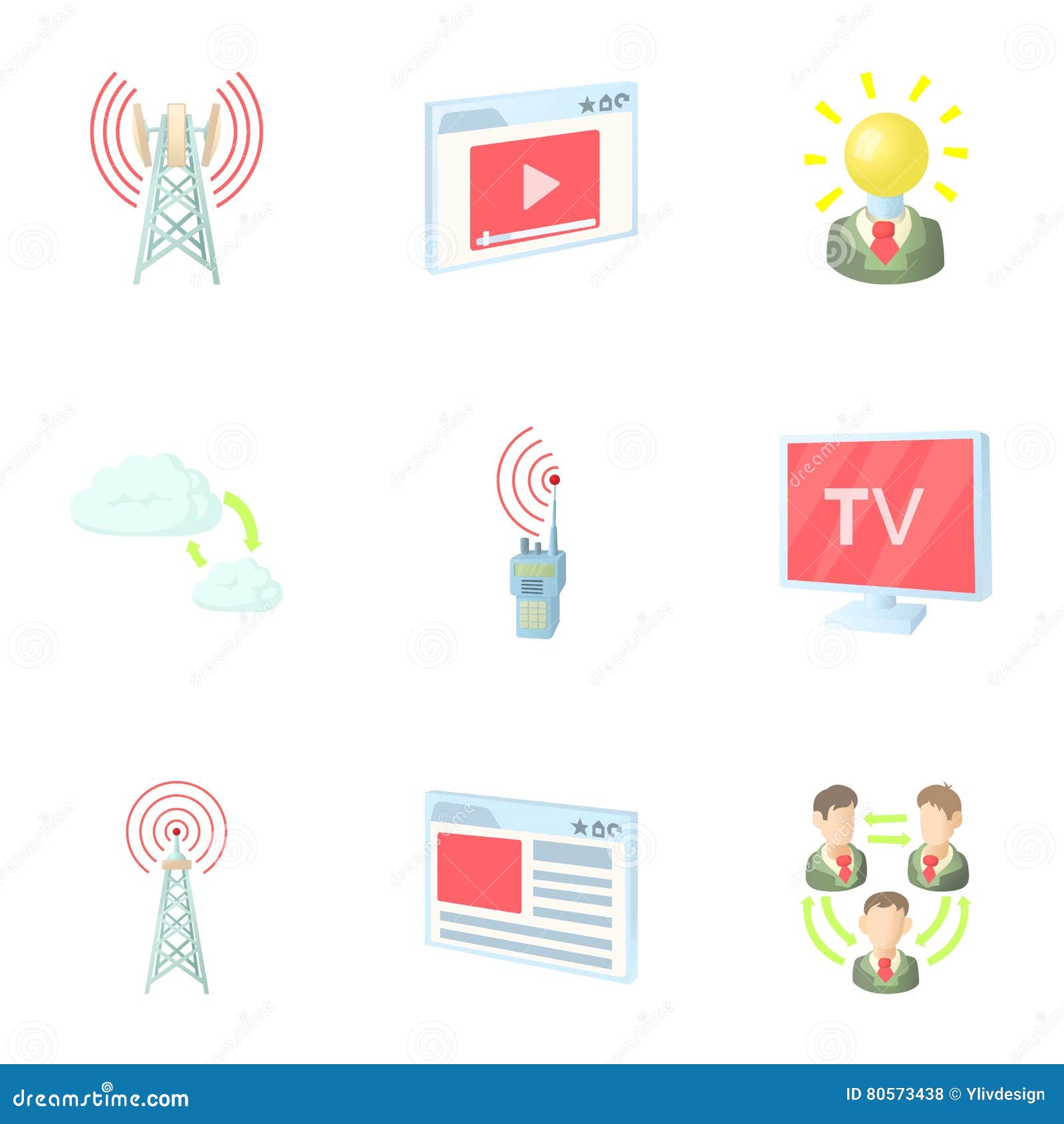 Online Icons Set, Cartoon Style Stock Vector - Illustration of browser ...