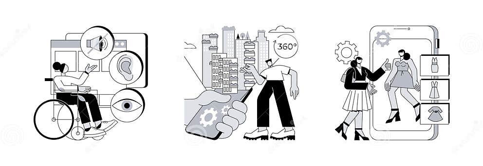 Online Inclusivity Abstract Concept Vector Illustrations. Stock Vector ...