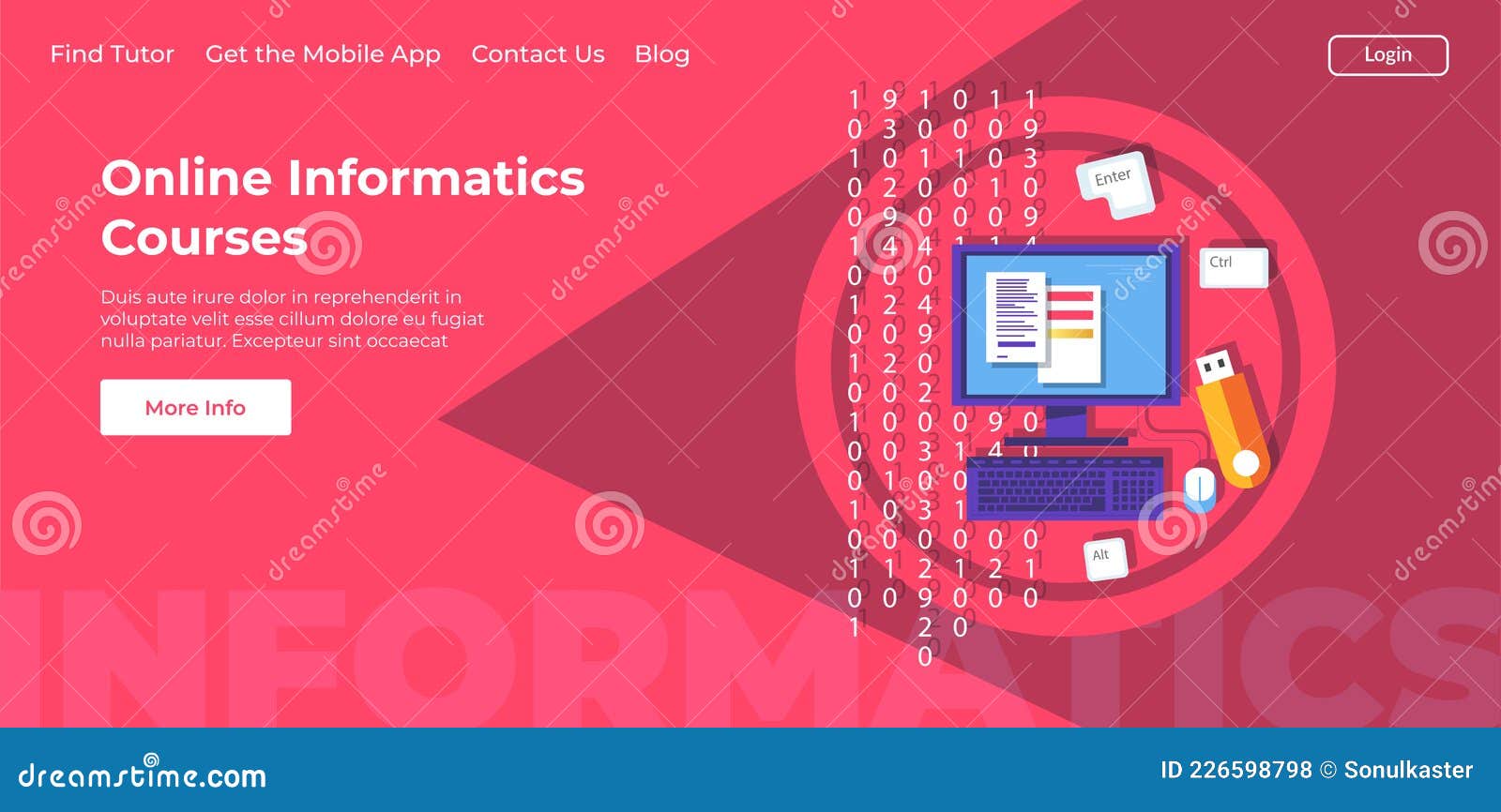 Online Informatics Courses Lessons, Landing Page Stock Vector ...