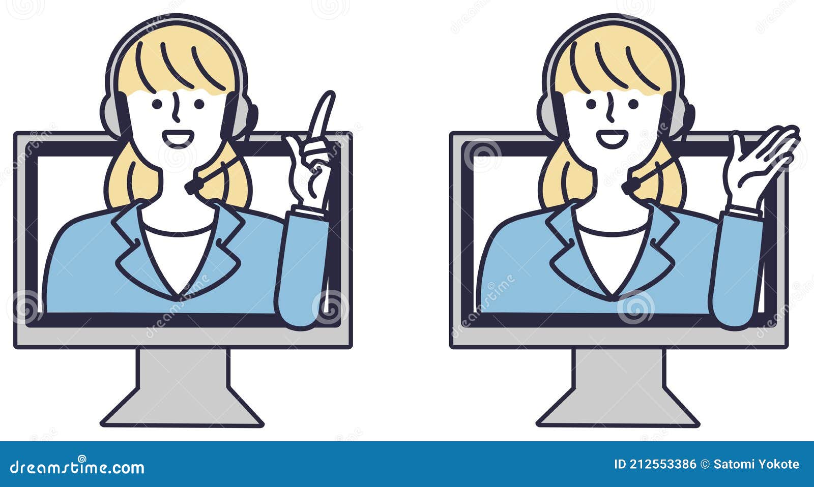 Online Information Operator Female Vector Illustration Stock Vector ...