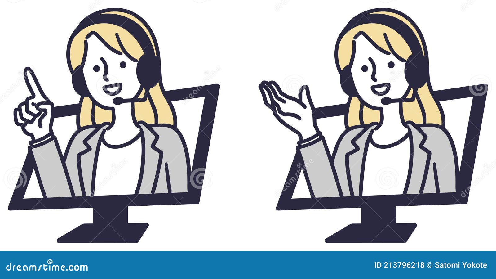 Online Information Operator Vector Illustration Female Stock Vector ...
