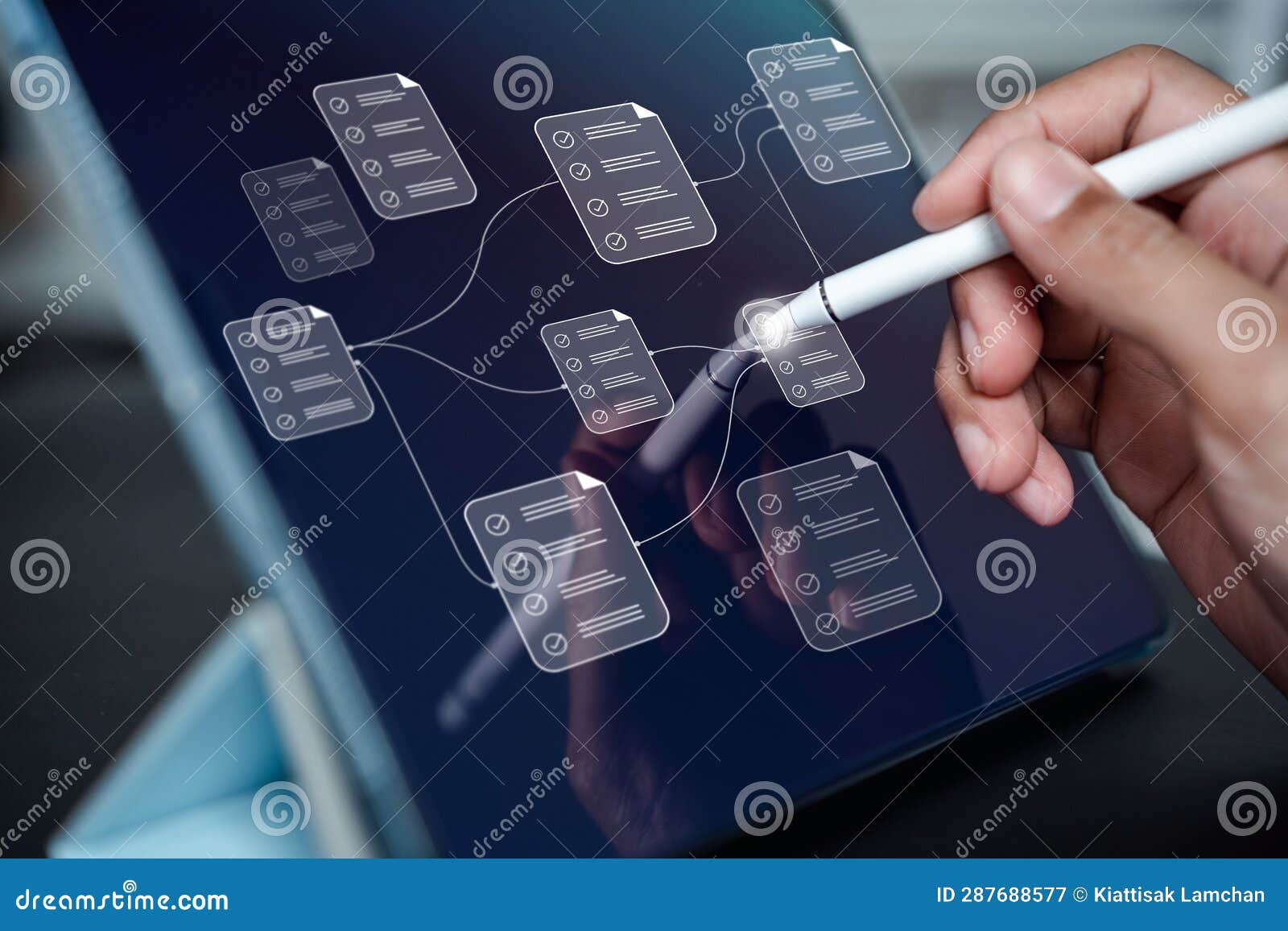 Online Inspector Document Node Planning and Digital Form Checklist by Laptop Computer, Document ...