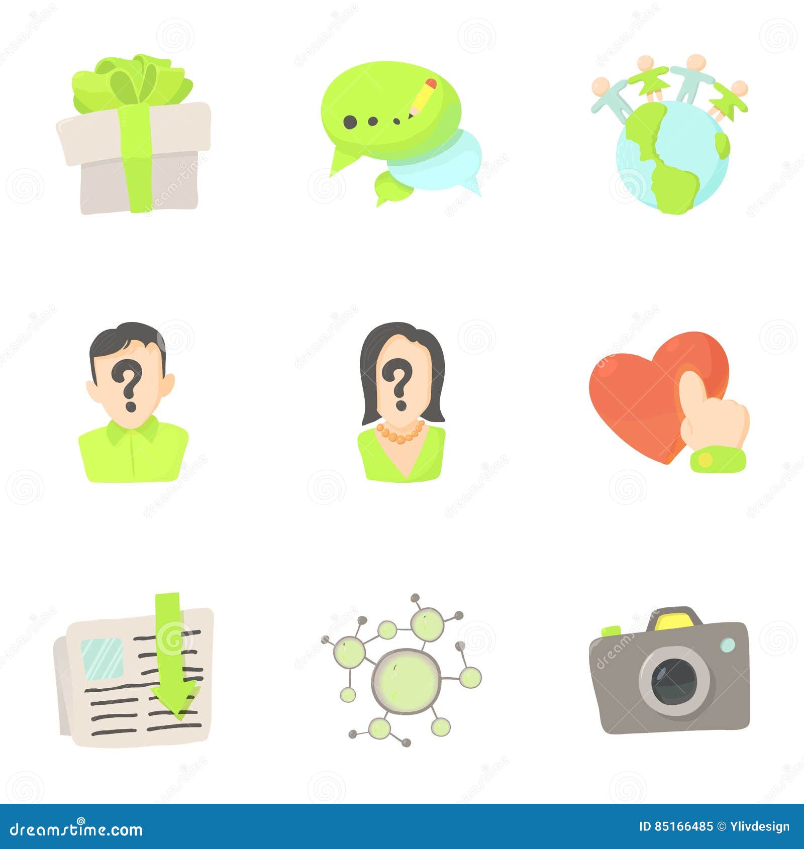 Online Interaction Icons Set, Cartoon Style Stock Vector - Illustration ...