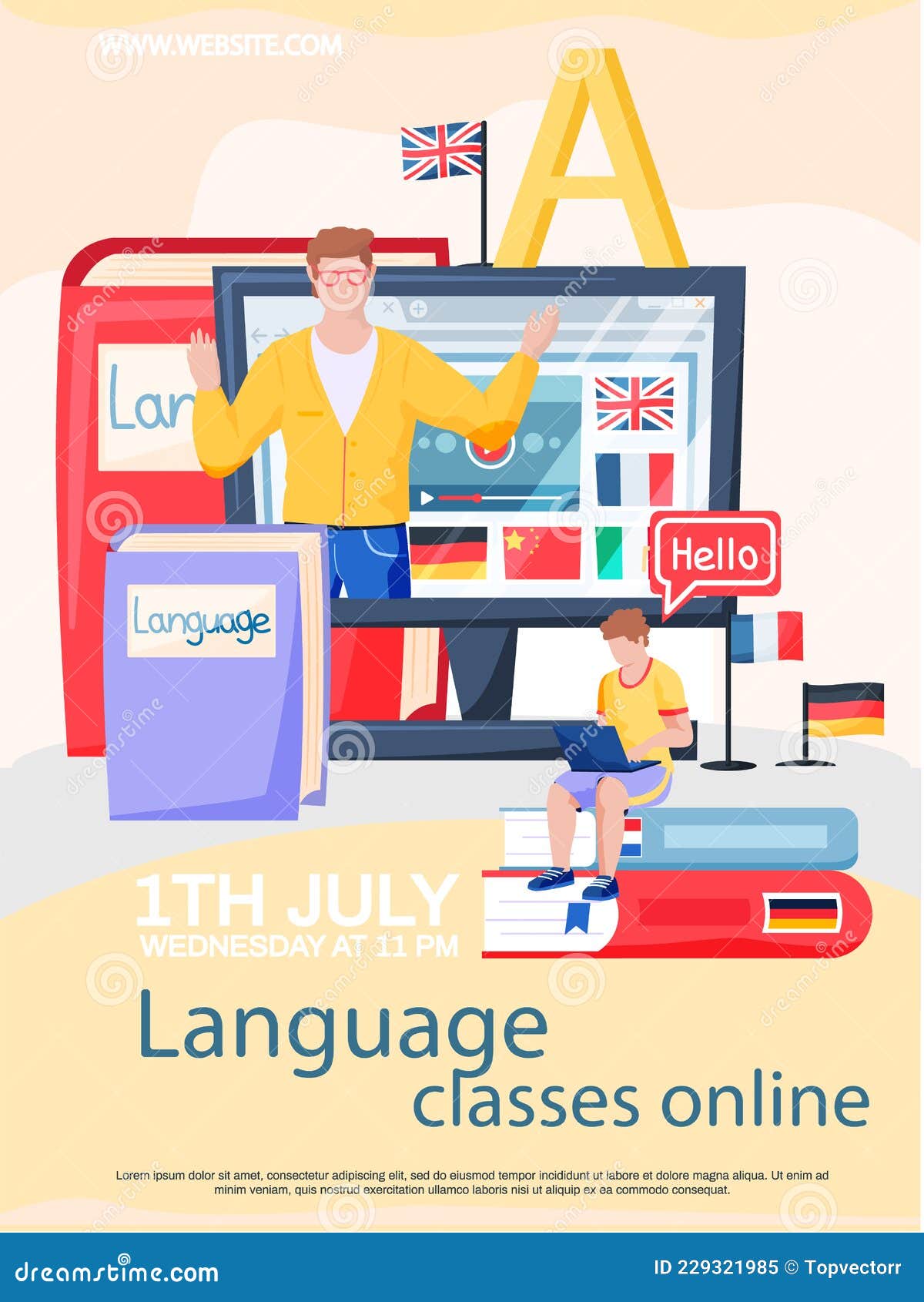 Online Internet Language Courses. Foreign Speech Study at Home Using ...