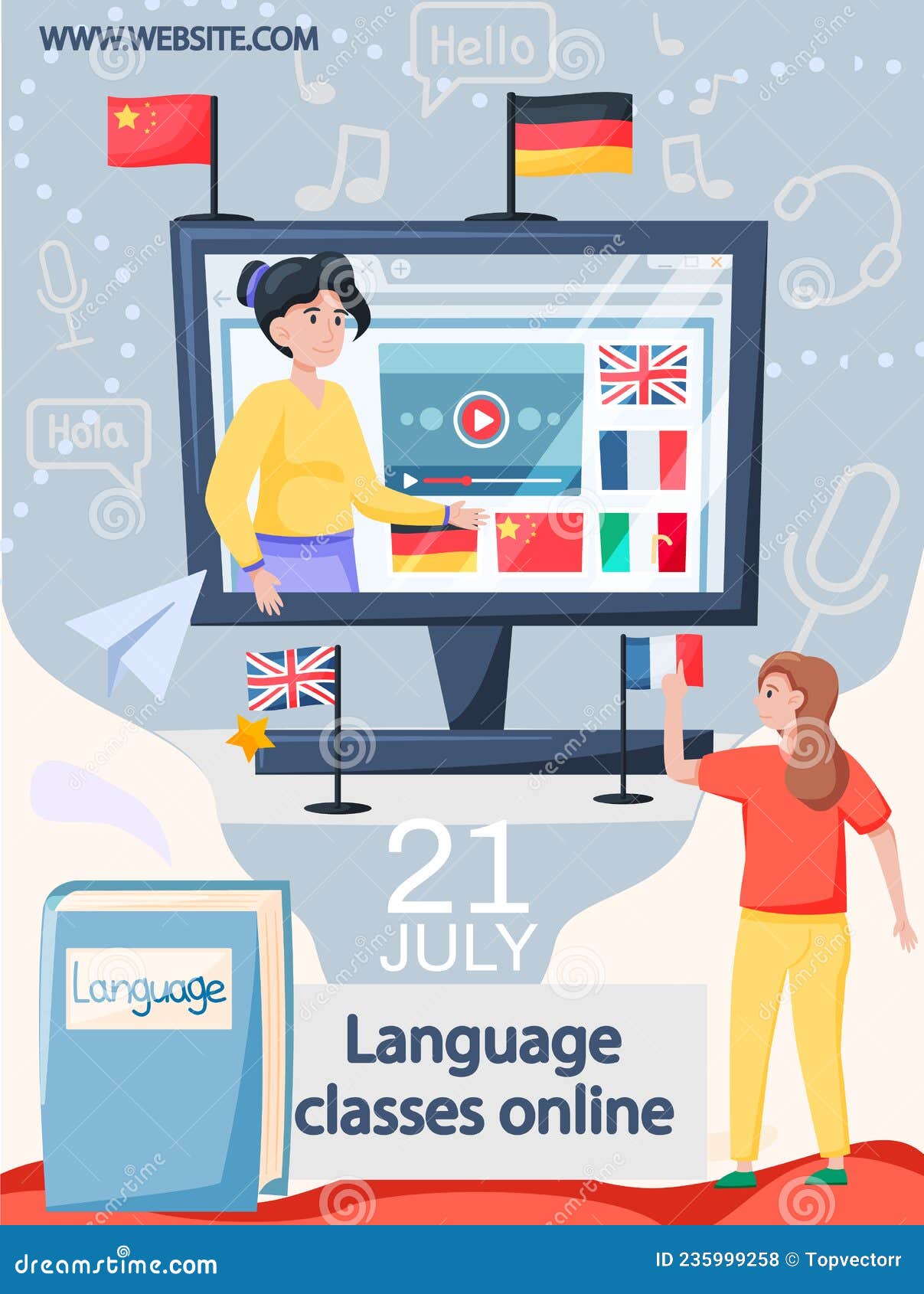 Online Internet Language Courses. Foreign Speech Study at Home Using ...