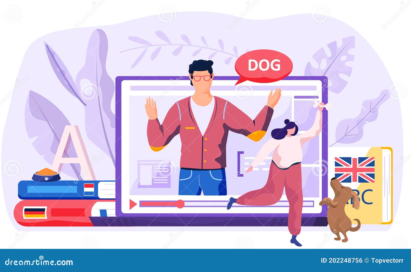 Online Internet Language Courses. Man Teacher Leads a Lesson, Conducts ...