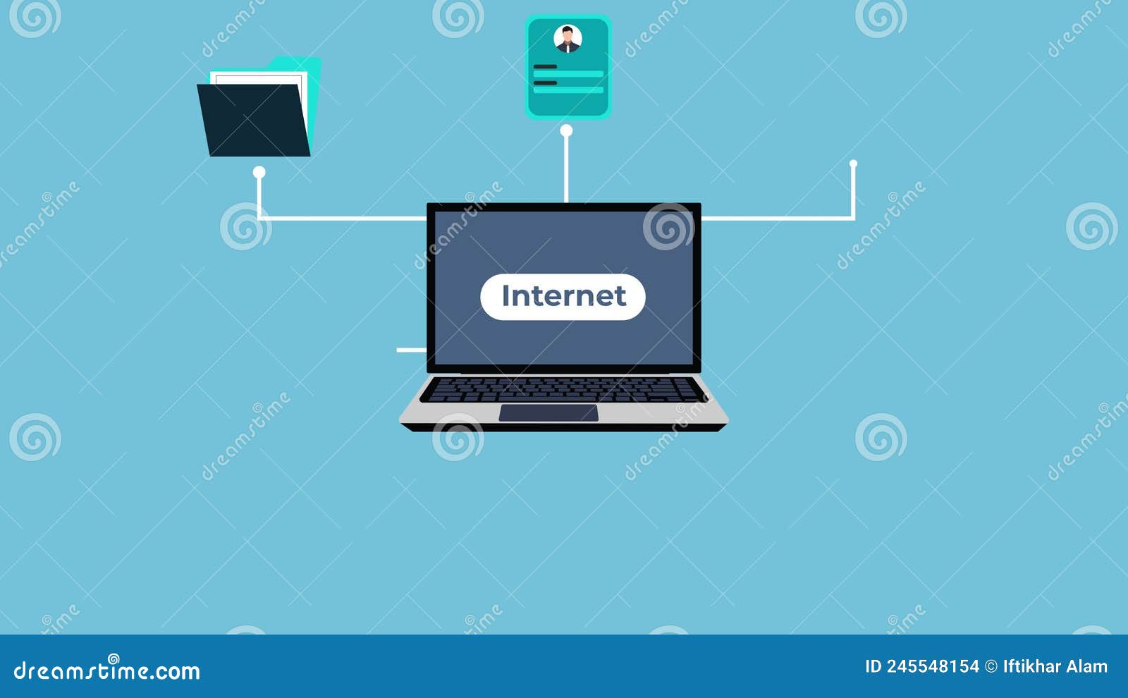 Online Internet Service with a Laptop 4K Animation. Internet Connection ...