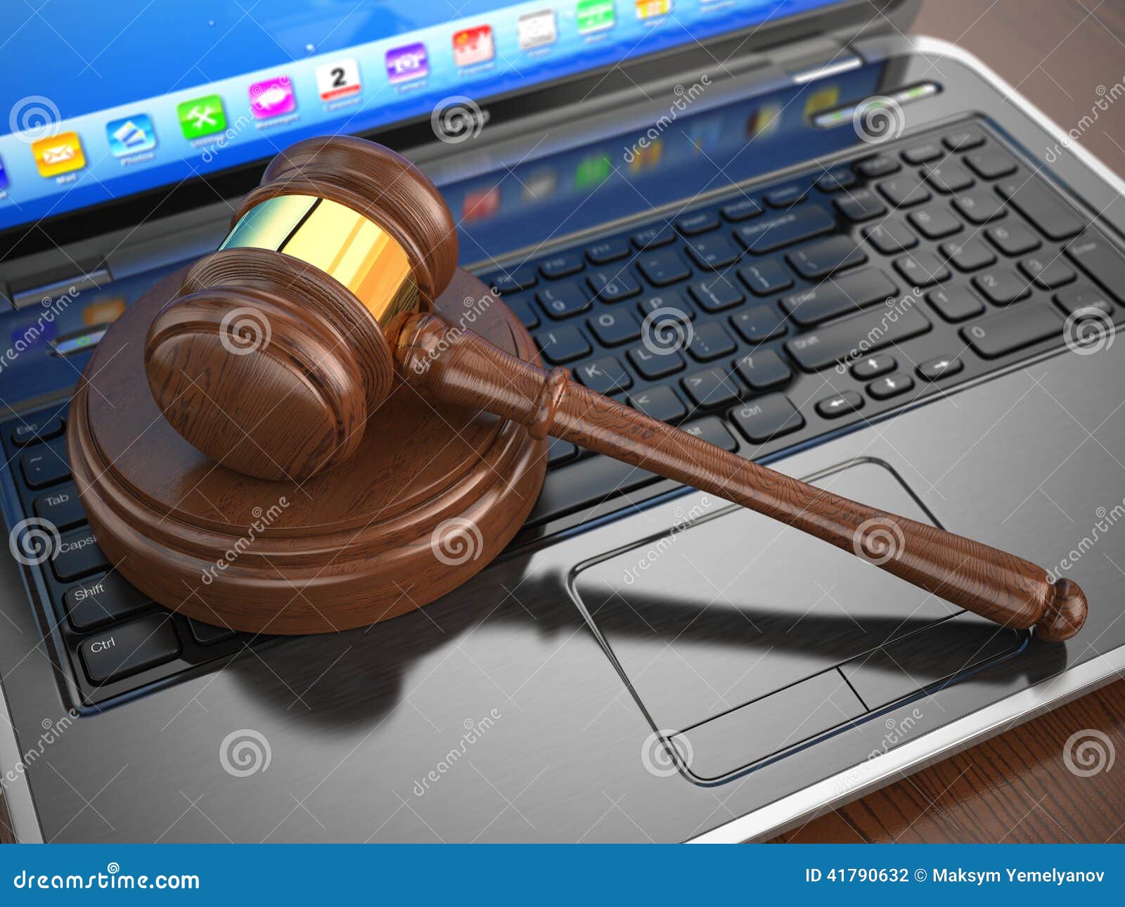 Online Internet-veiling Hamer Op Laptop Stock Illustratie ...