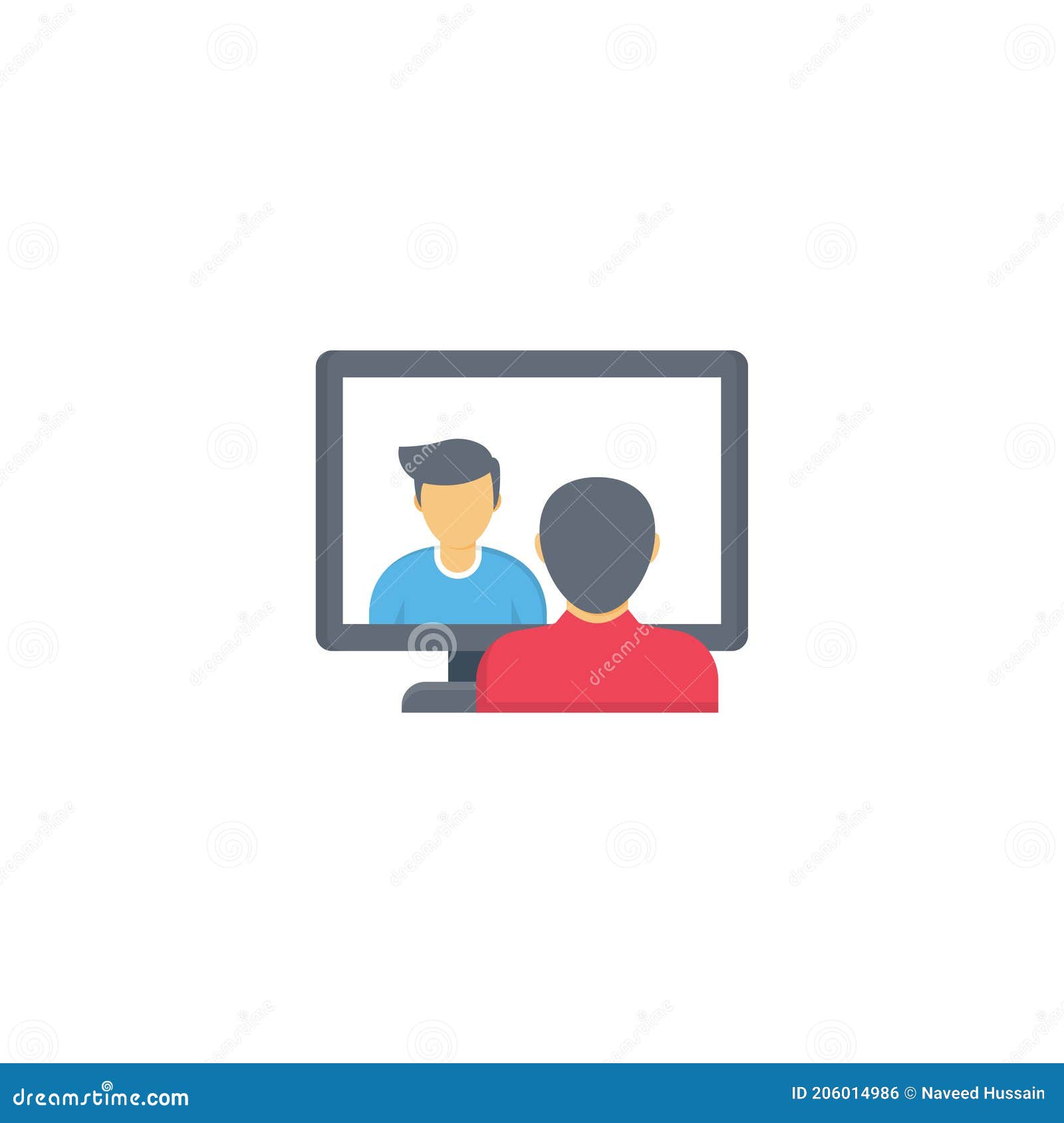 Online Interview Vector Flat Colour Icon Stock Vector - Illustration of ...