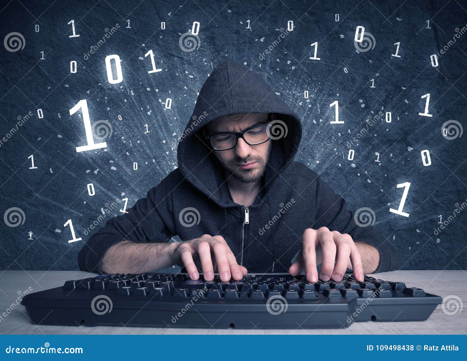 Online Intruder Geek Guy Hacking Codes Stock Photo - Image of pass ...