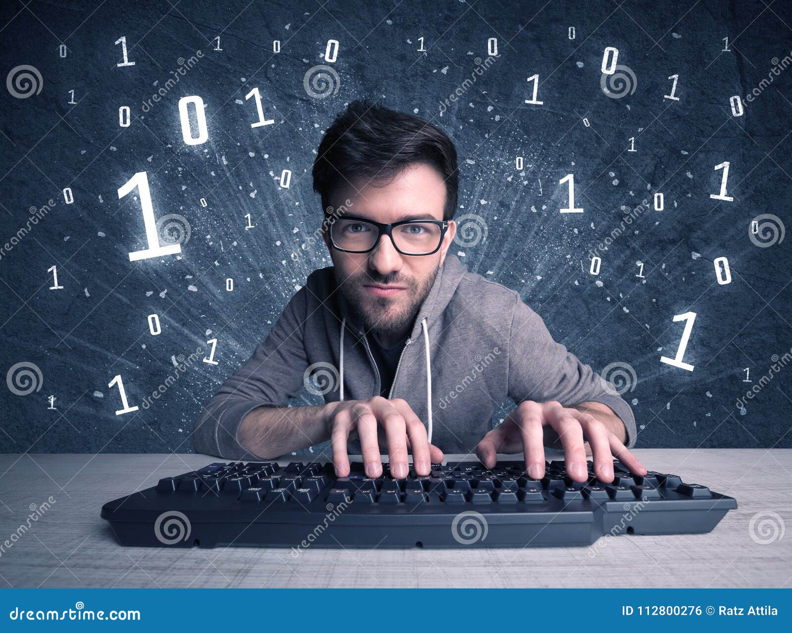 Online Intruder Geek Guy Hacking Codes Stock Photo - Image of coding ...