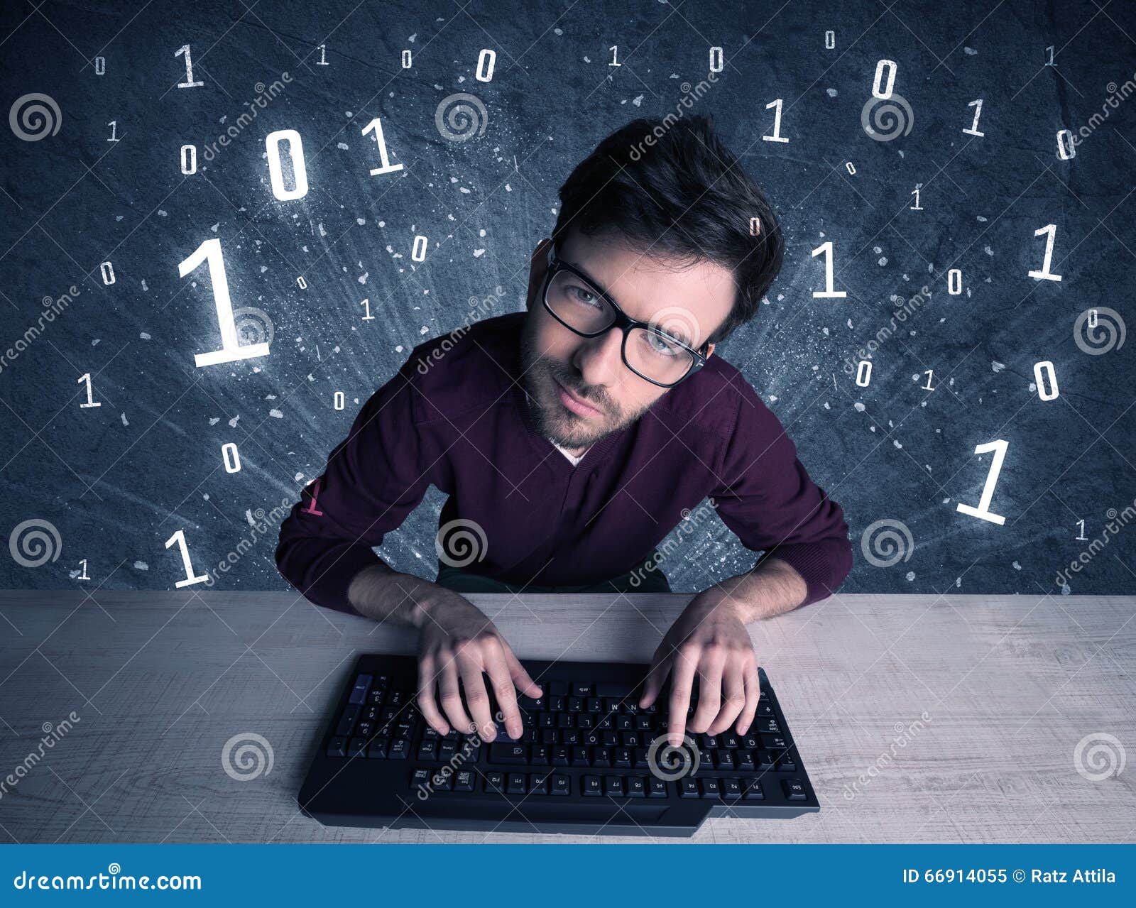 Online Intruder Geek Guy Hacking Codes Royalty-Free Illustration | CartoonDealer.com #66914055