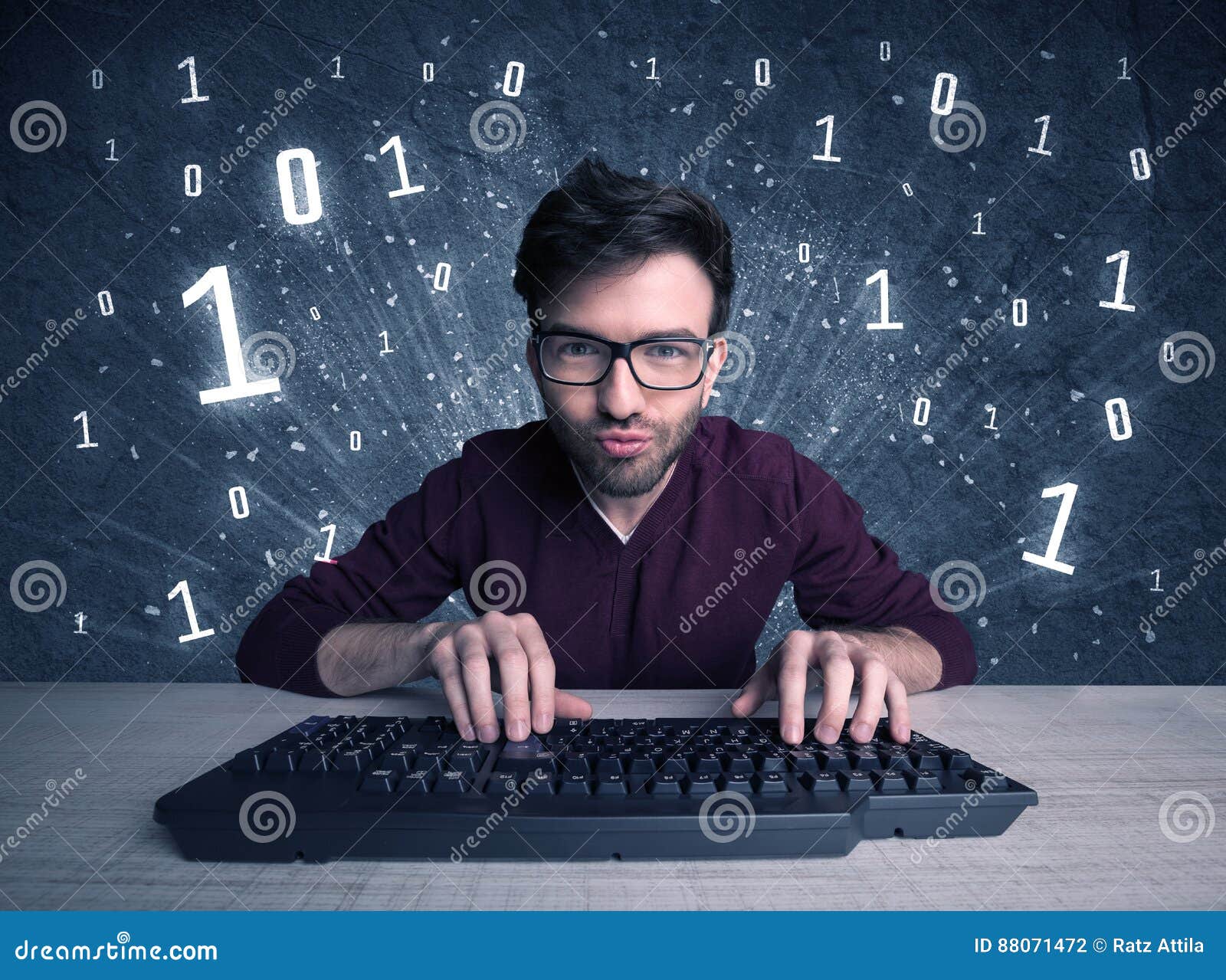 Online Intruder Geek Guy Hacking Codes Stock Photo - Image of concept ...