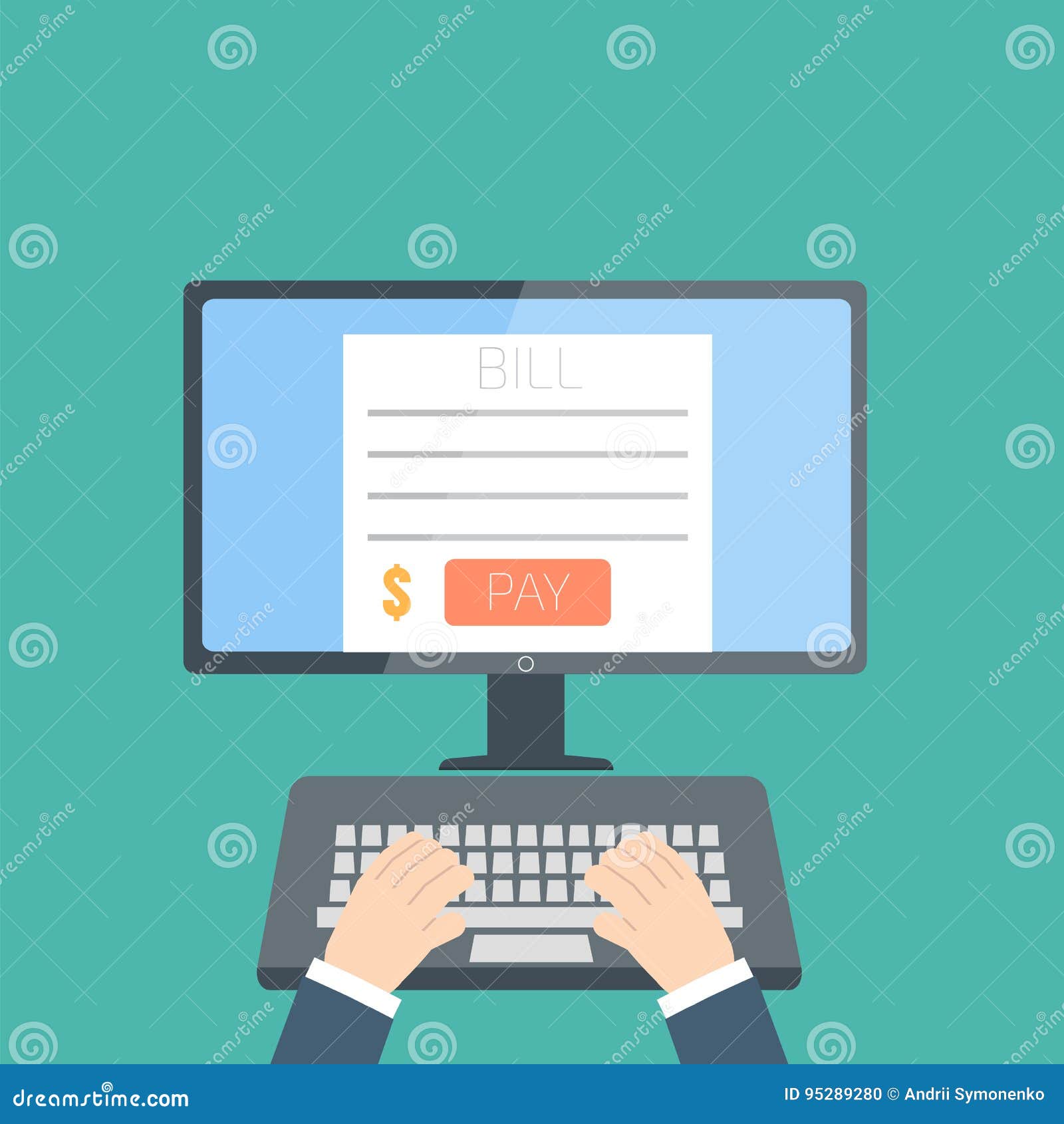 Online Invoice Desktop. Vector Illustration Stock Vector - Illustration ...