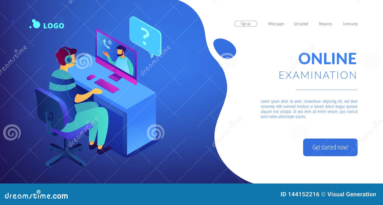 Online Job Interview Isometric 3D Landing Page. Stock Vector ...